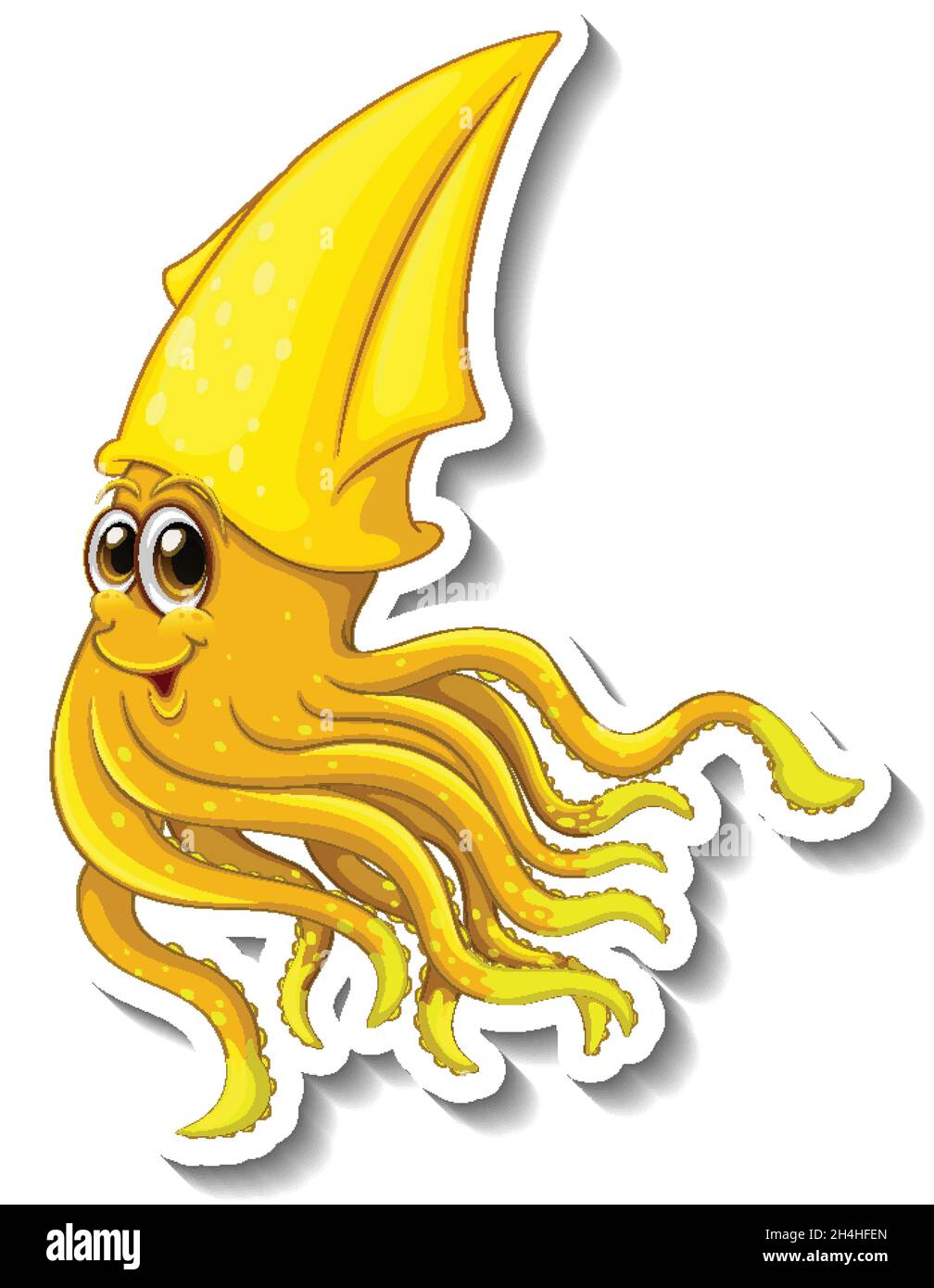 Squid sea animal cartoon sticker illustration Stock Vector Image & Art ...