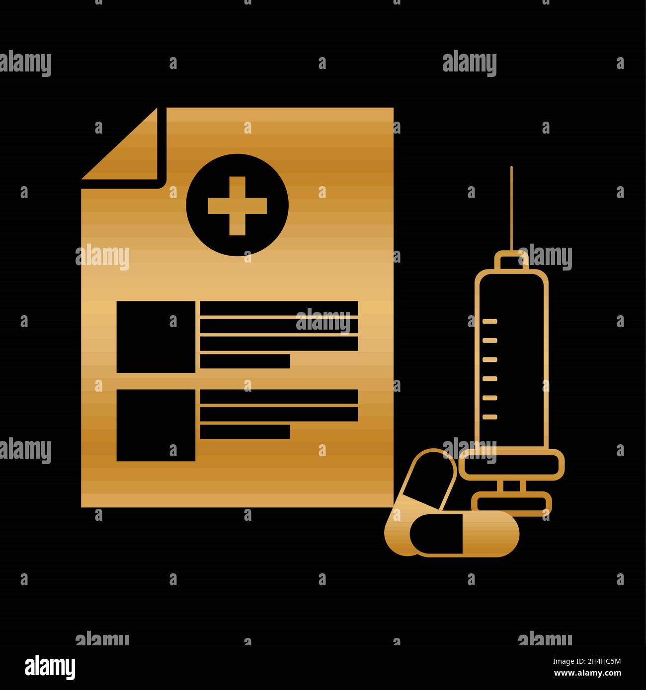 golden medical report and symbols illustration Stock Vector Image & Art ...