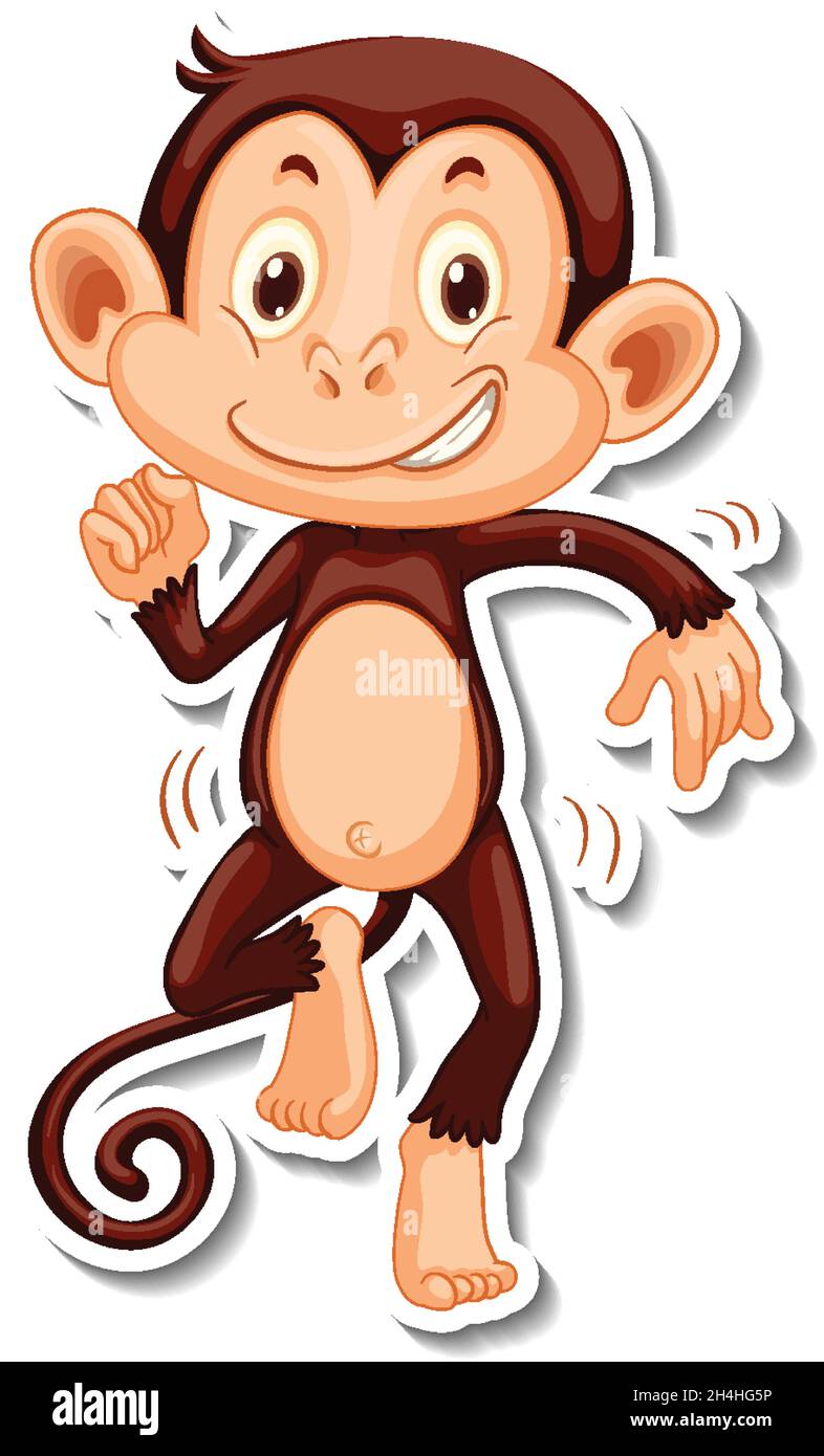Monkey cartoon character sticker illustration Stock Vector Image & Art ...