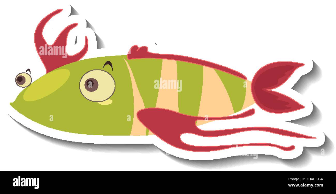 Cute fish sea animal cartoon sticker illustration Stock Vector Image ...