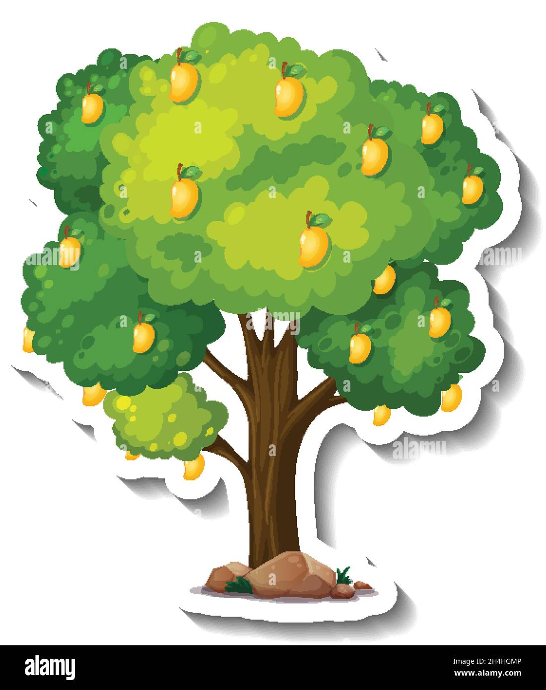 Mango tree sticker on white background illustration Stock Vector Image ...