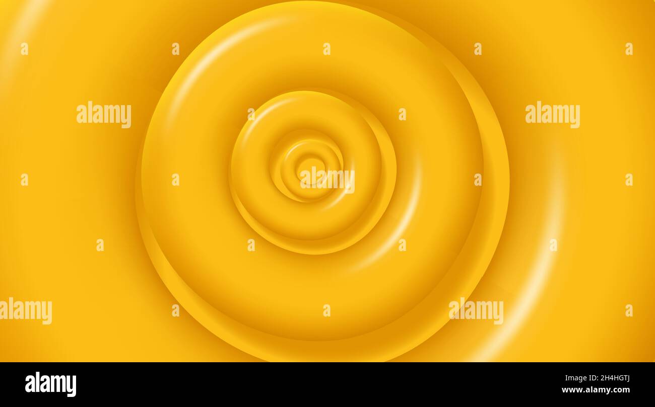 Yellow abstract 3d background with volume round disk shapes spinning ...