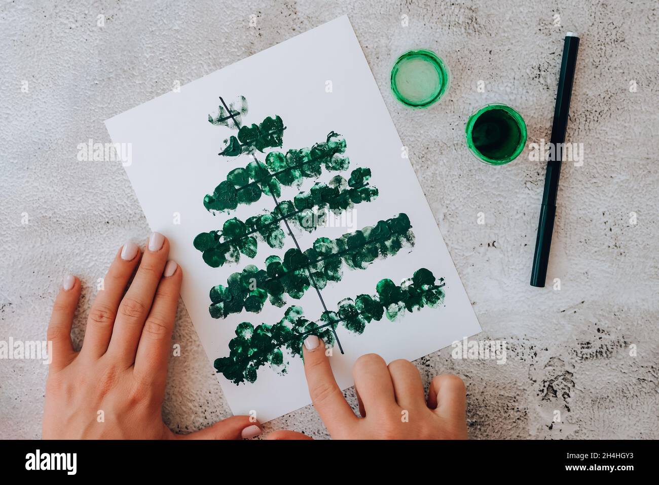 DIY Making greeting card Handmade crafts on holiday for children. Paint ...