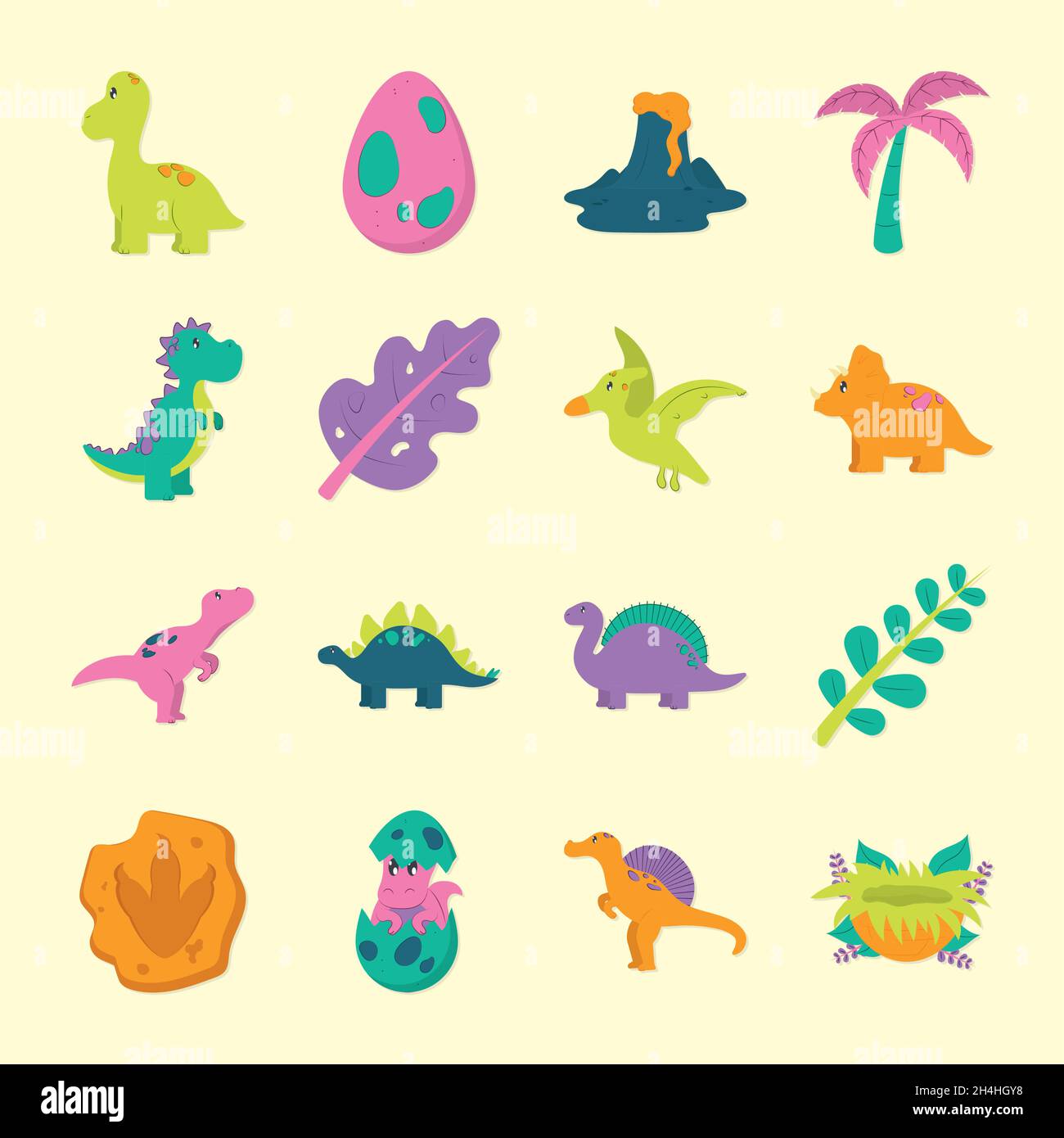 nature and cute dinosaurs icon set Stock Vector Image & Art - Alamy