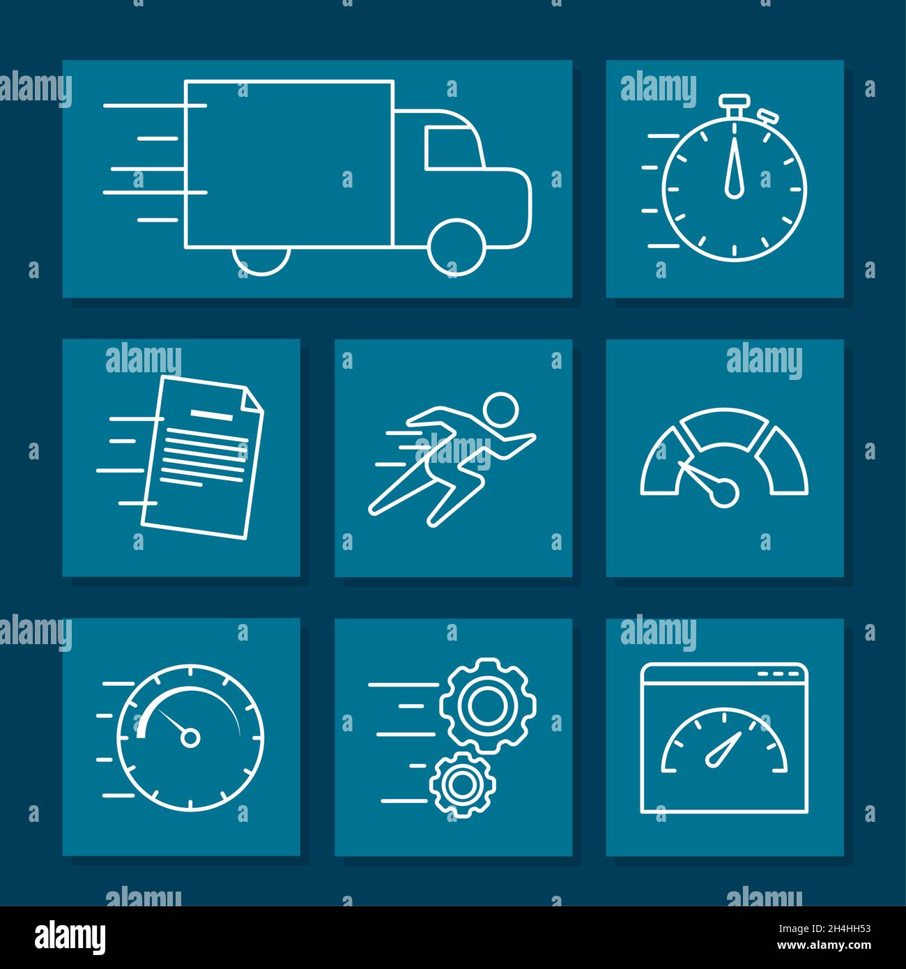 speed delivery icon set on blue background Stock Vector Image & Art - Alamy