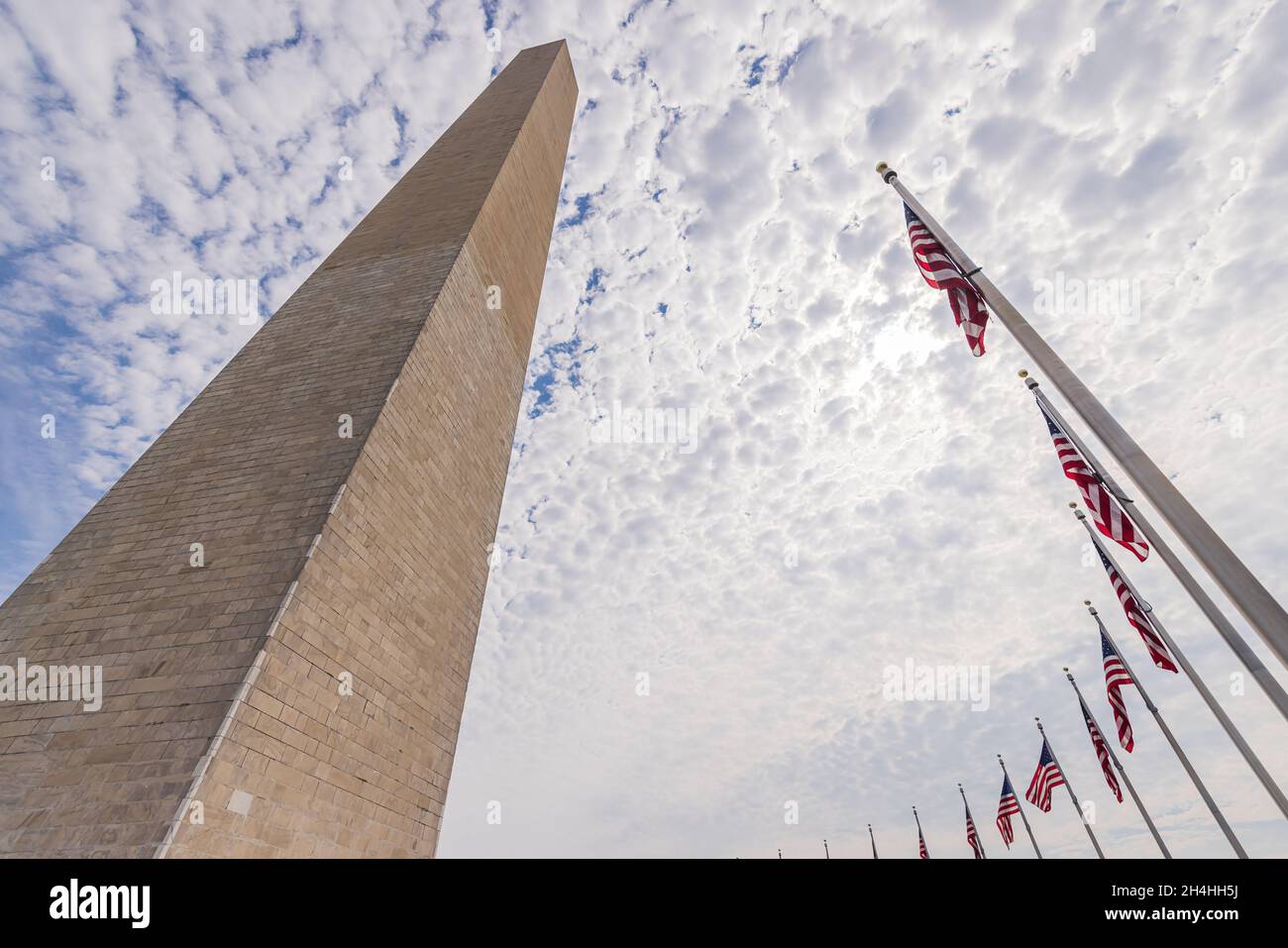 The giant Washington Monument with flags Stock Photo - Alamy