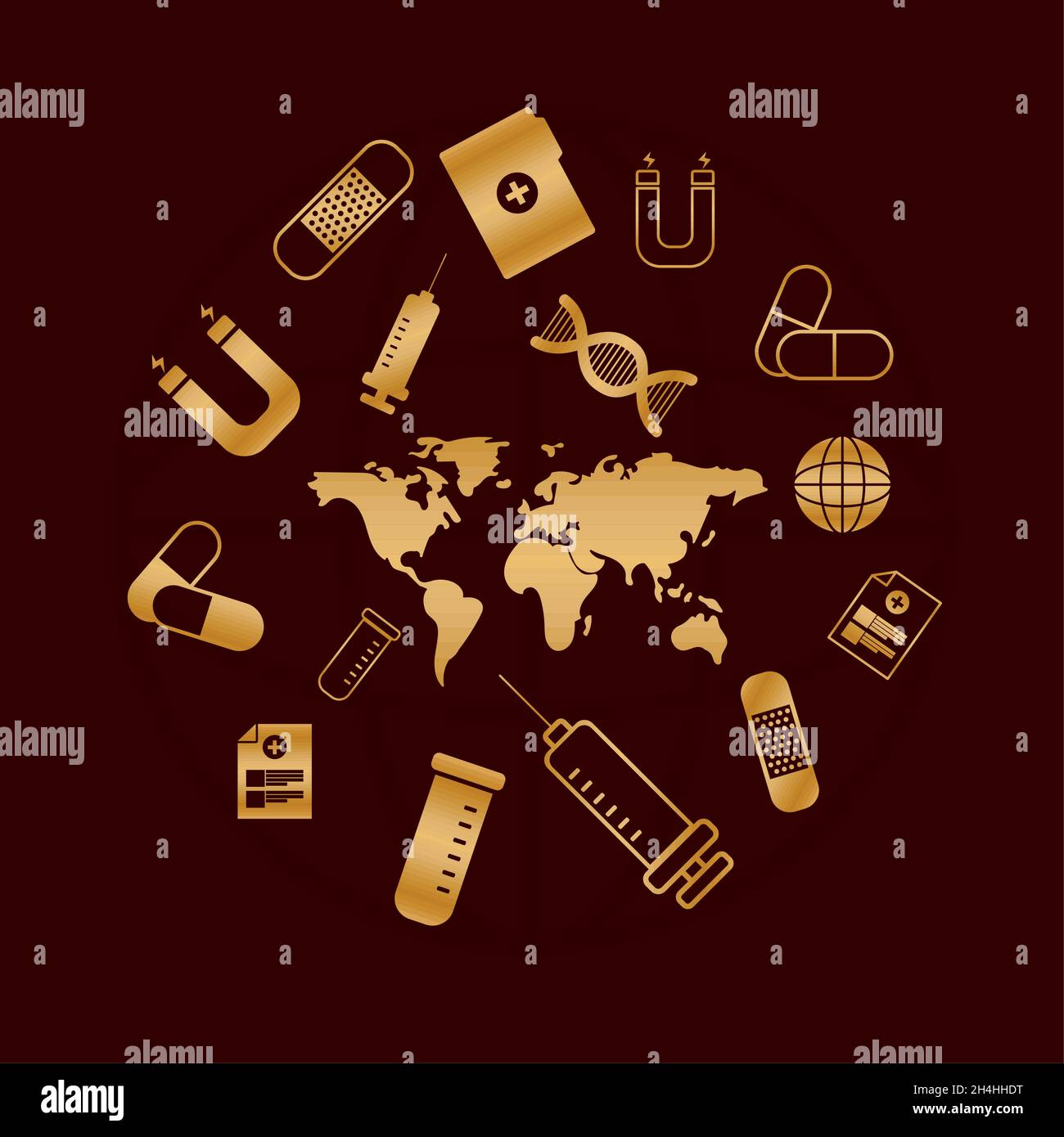 golden medical symbols on black background Stock Vector Image & Art - Alamy