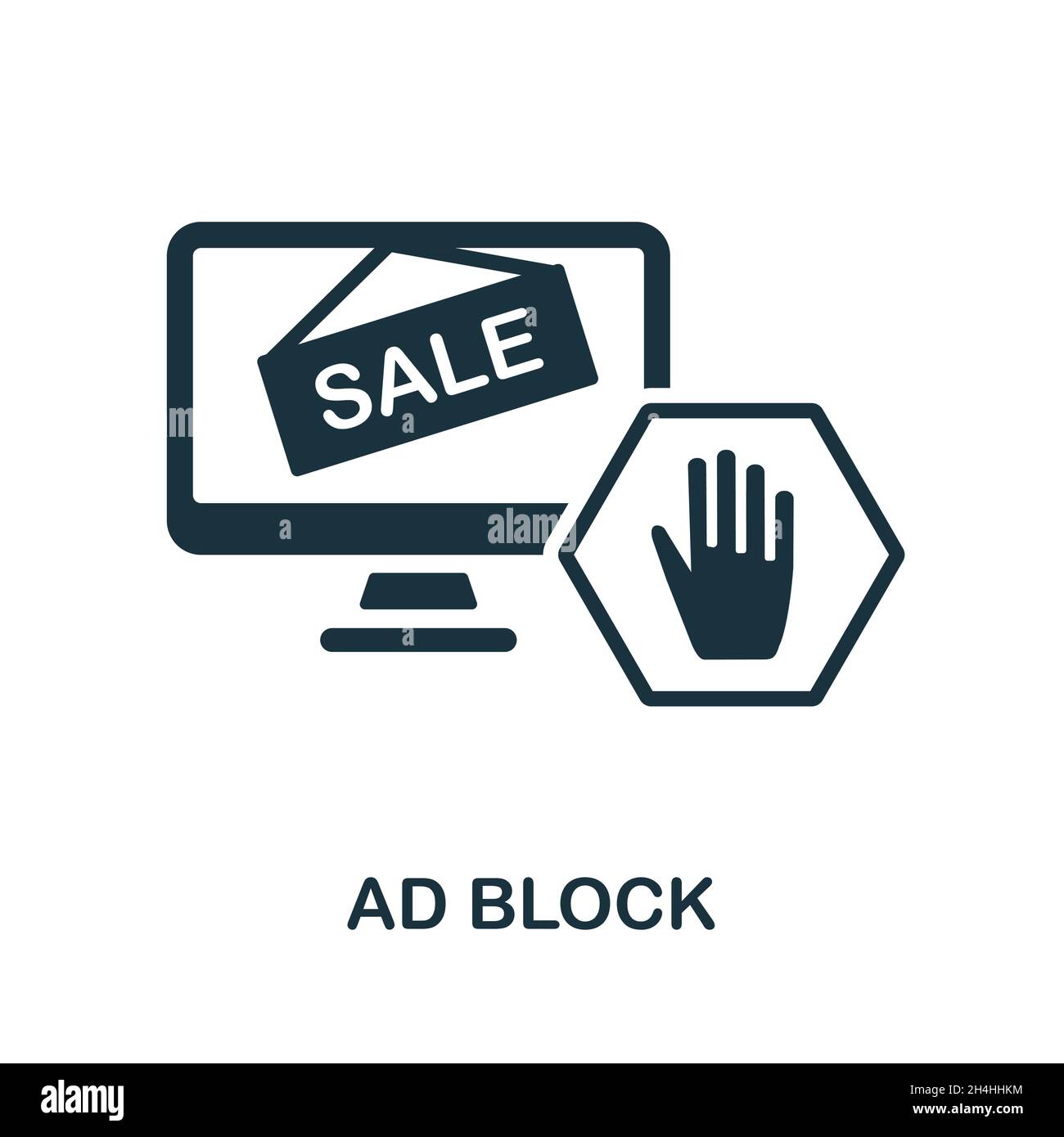 Ad Block icon. Monochrome sign from social media marketing collection ...