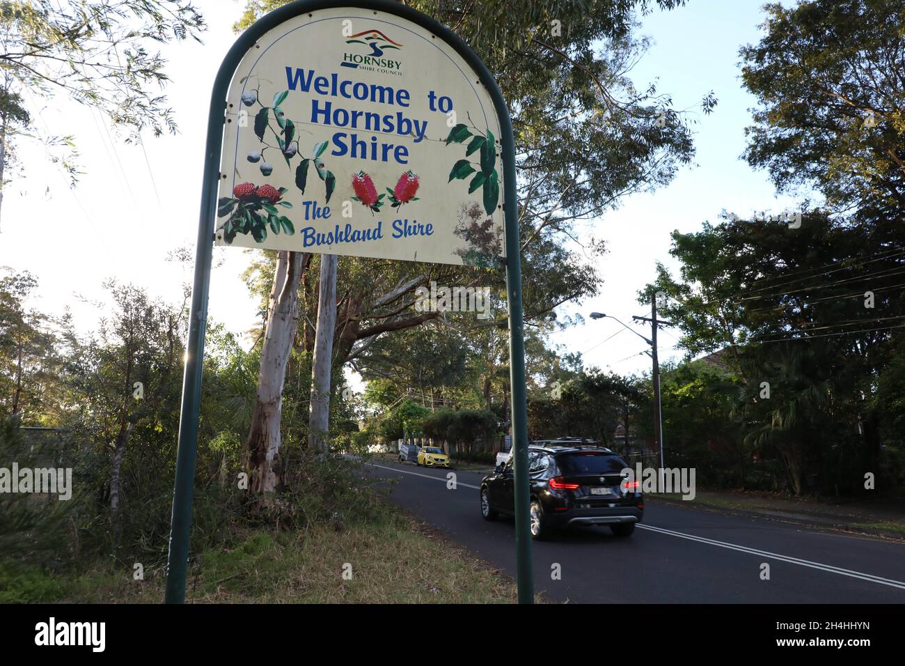 Welcome to Hornsby Shire sign on Alexandria Parade, Wahroonga, Sydney ...