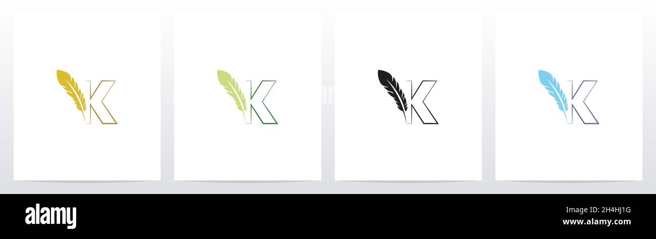Feather Quill On Letter Logo Design K Stock Vector Image & Art - Alamy