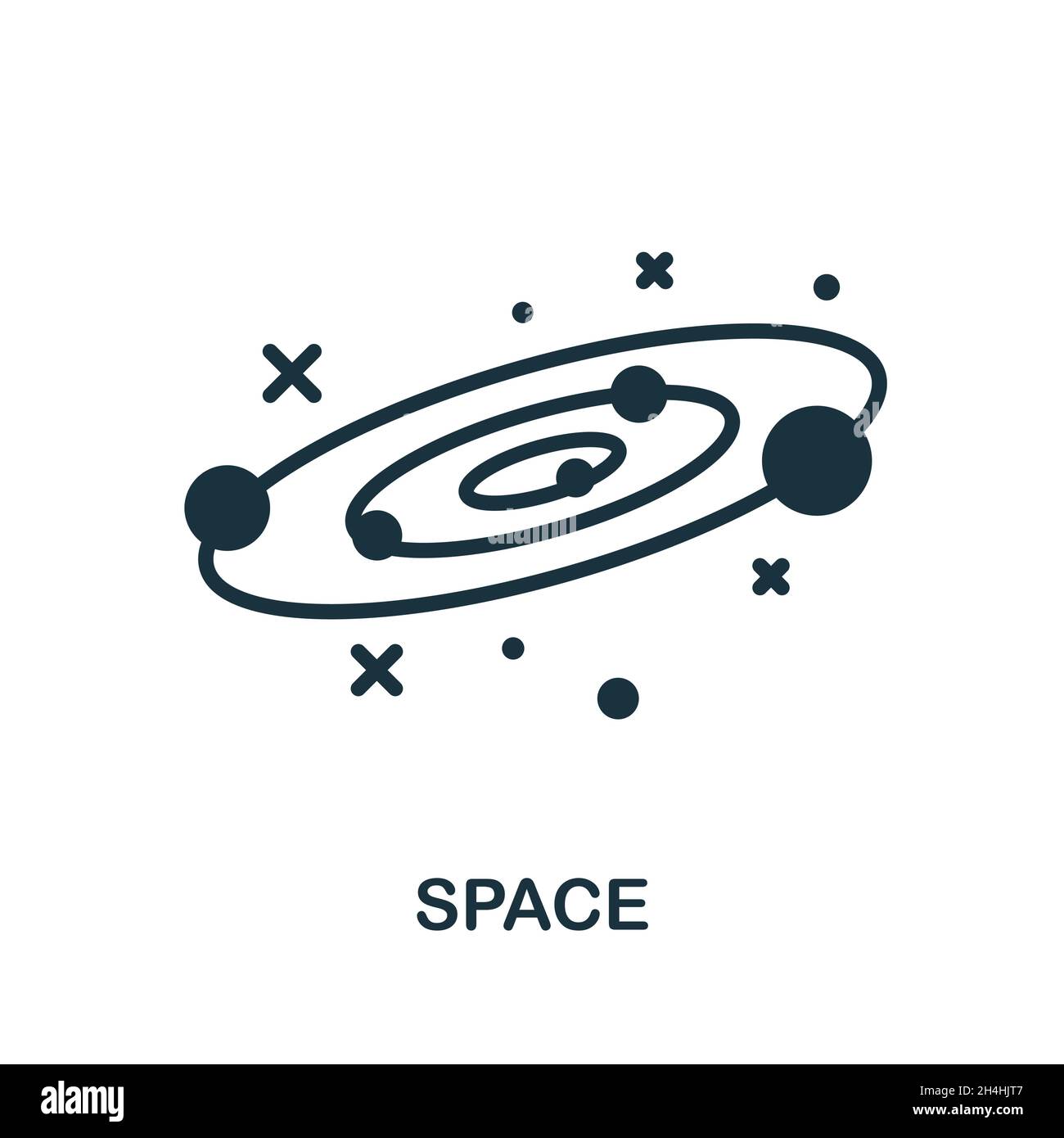 Space icon. Monochrome sign from space collection. Creative Space icon ...