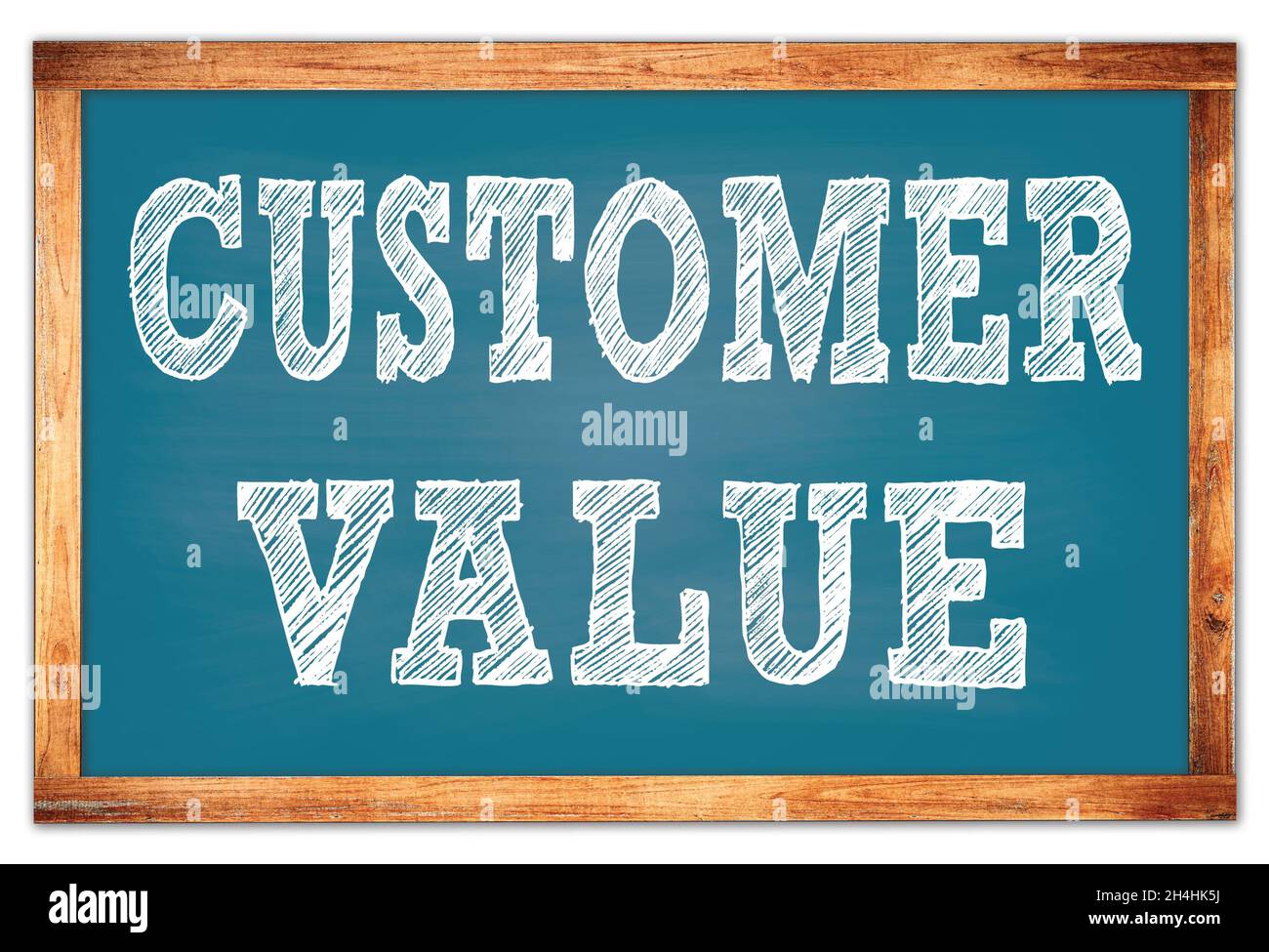 CUSTOMER VALUE written on blue wooden frame school blackboard Stock ...