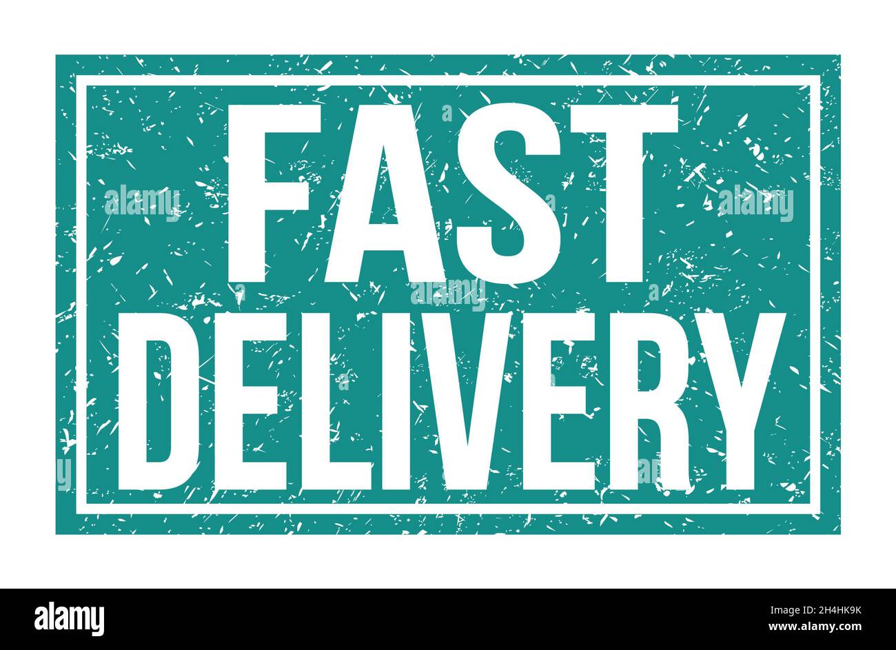 FAST DELIVERY, words written on blue rectangle stamp sign Stock Photo ...