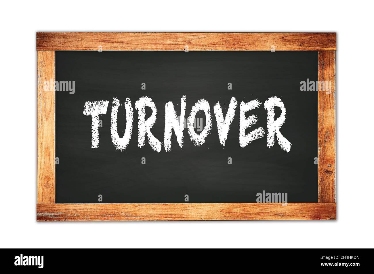TURNOVER text written on black wooden frame school blackboard Stock ...
