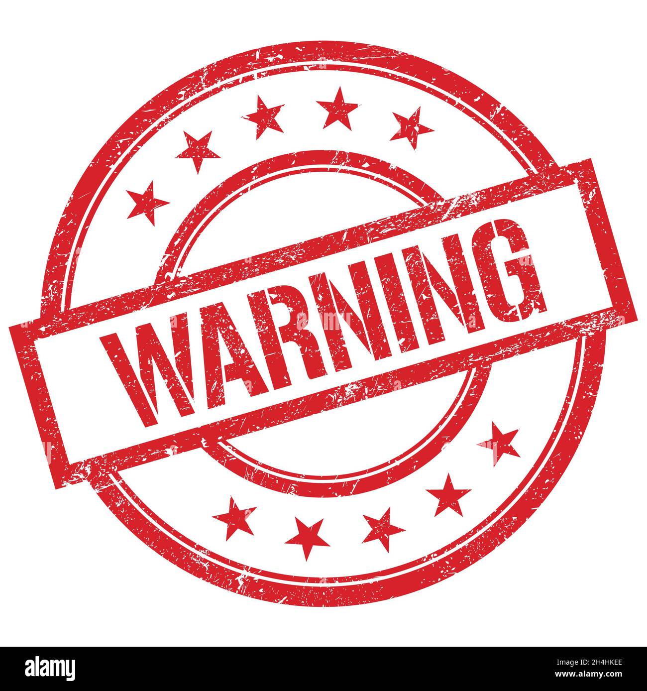 WARNING text written on red round vintage rubber stamp Stock Photo - Alamy