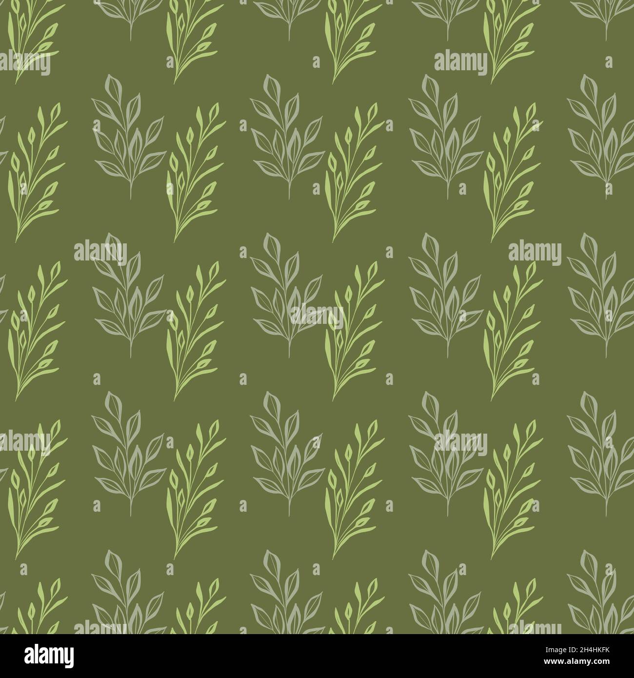 Doodle herbs and plants seamless pattern. Organic textile and wrapping ...