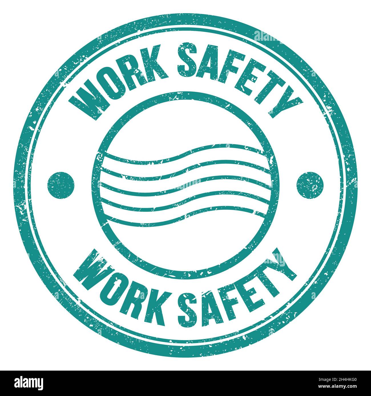 WORK SAFETY word written on blue round postal stamp sign Stock Photo ...