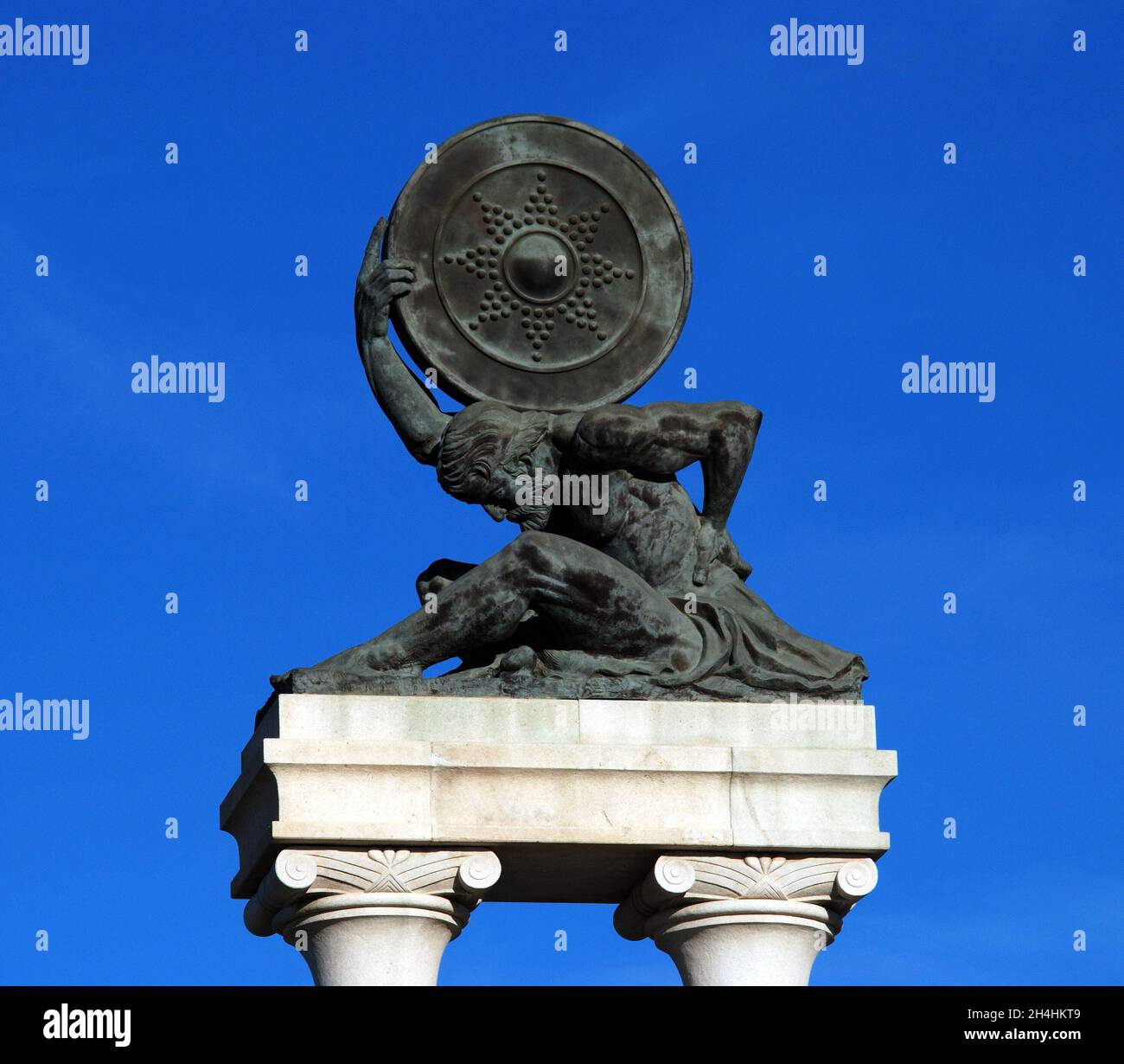 Hercules monument at the top of a tall column, Ecija, Seville Province ...