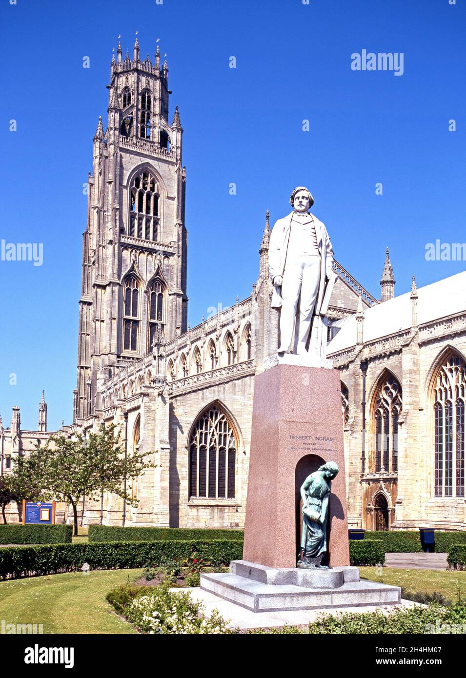 Statue of Herbert Ingram in front of St. Botolph's Church, Boston, UK ...