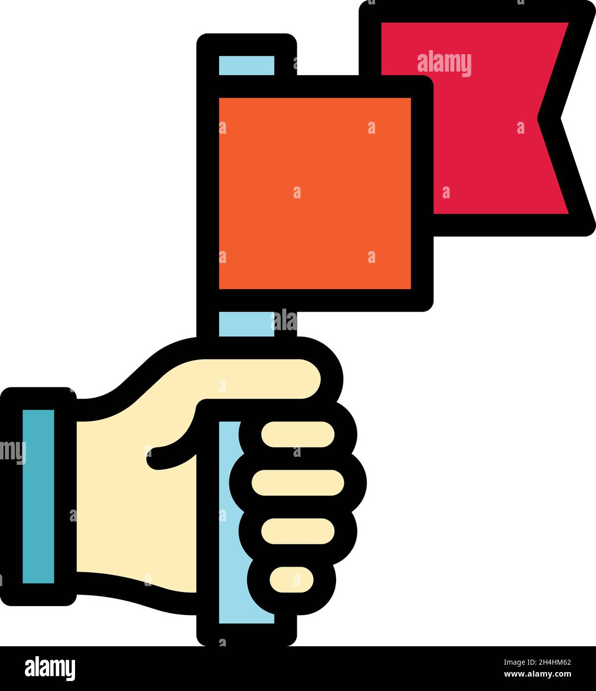 Travel guide flag icon. Outline travel guide flag vector icon color ...