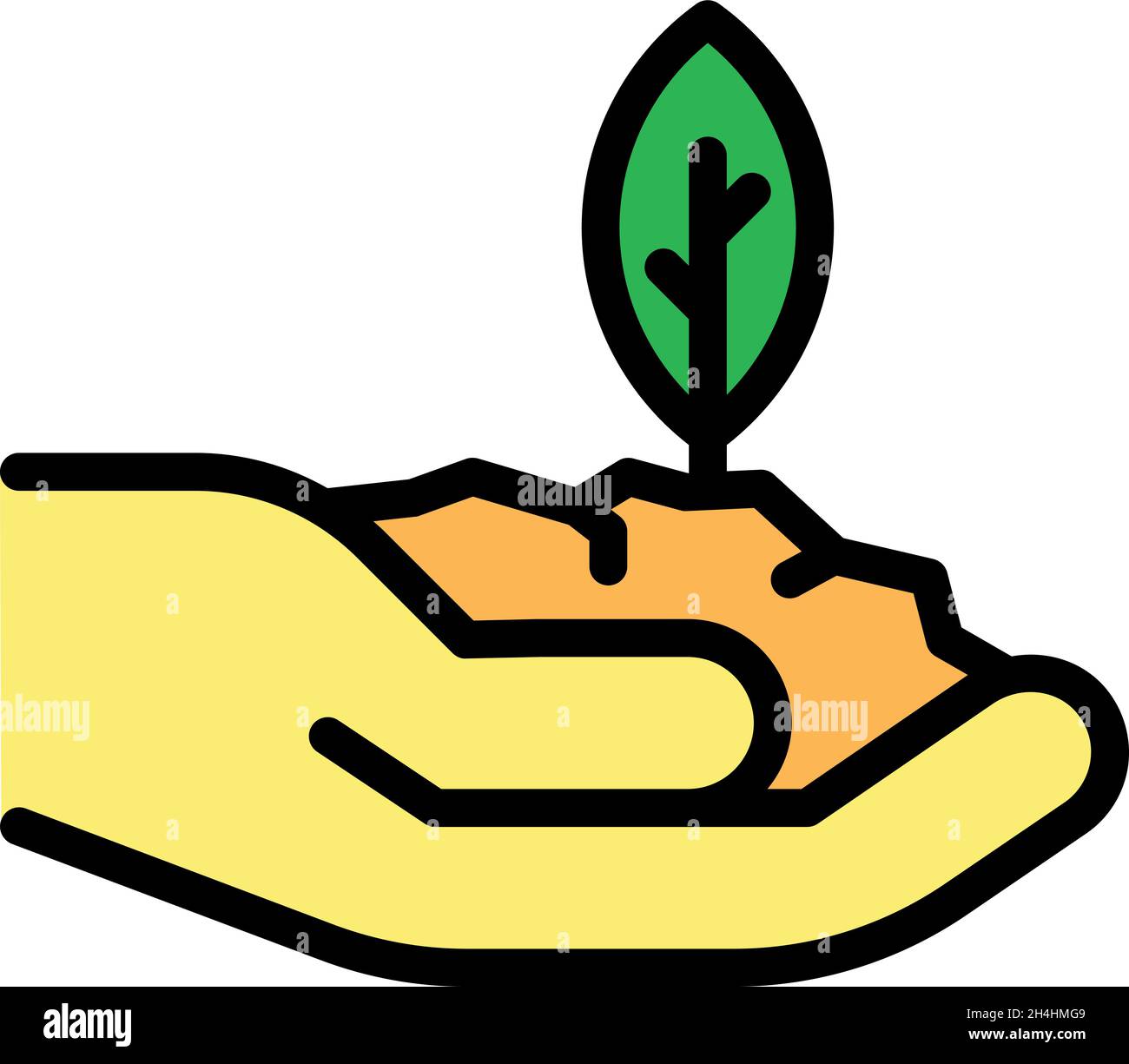 Plant in hand icon. Outline plant in hand vector icon color flat ...