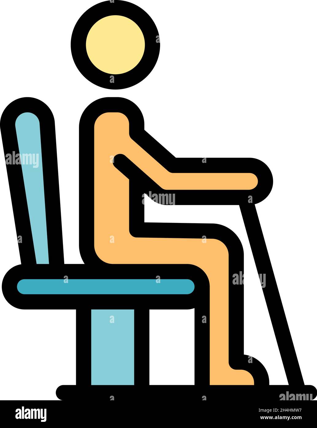 Senior man sit chair icon. Outline senior man sit chair vector icon ...