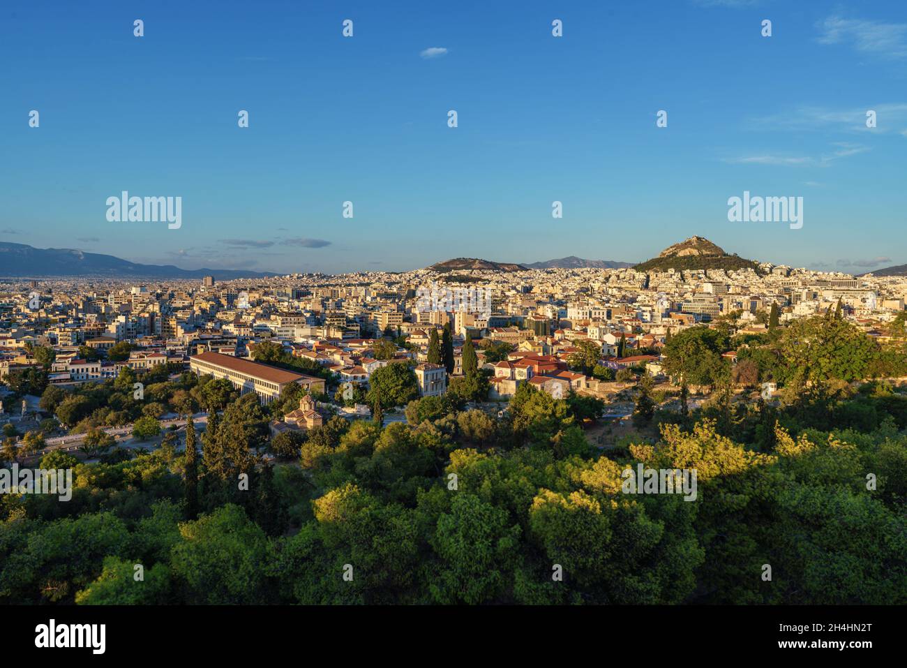 Aerial view of the Athens city, the Ancient Agora and Lycabettus Hill Stock Photo - Alamy