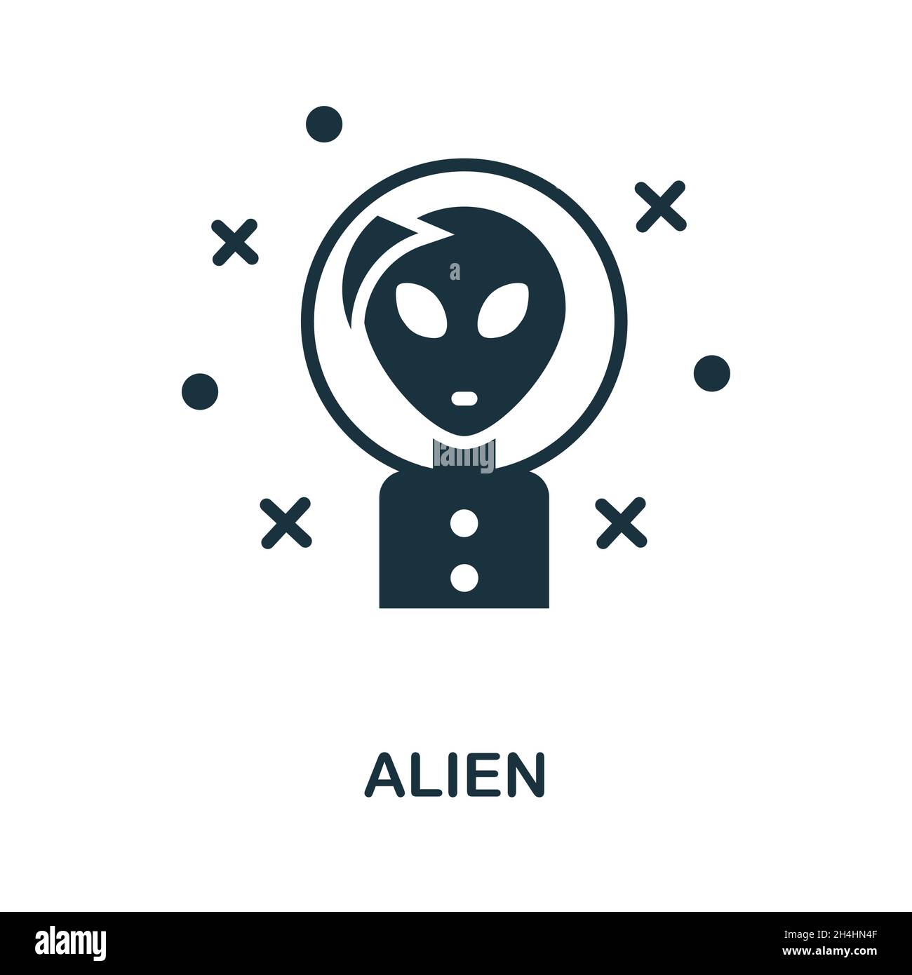 Alien icon. Monochrome sign from space collection. Creative Alien icon ...