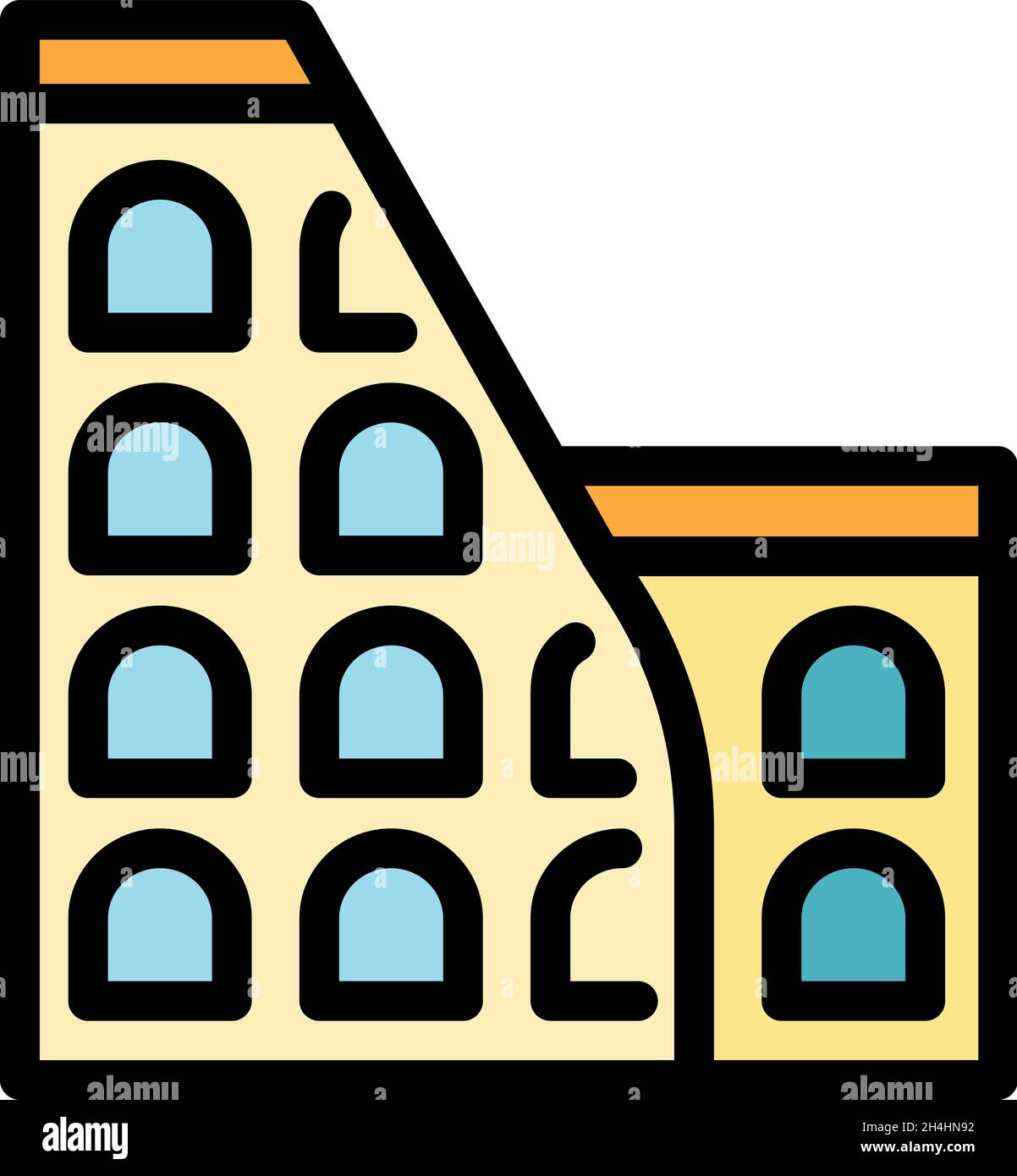 History building icon. Outline history building vector icon color flat ...