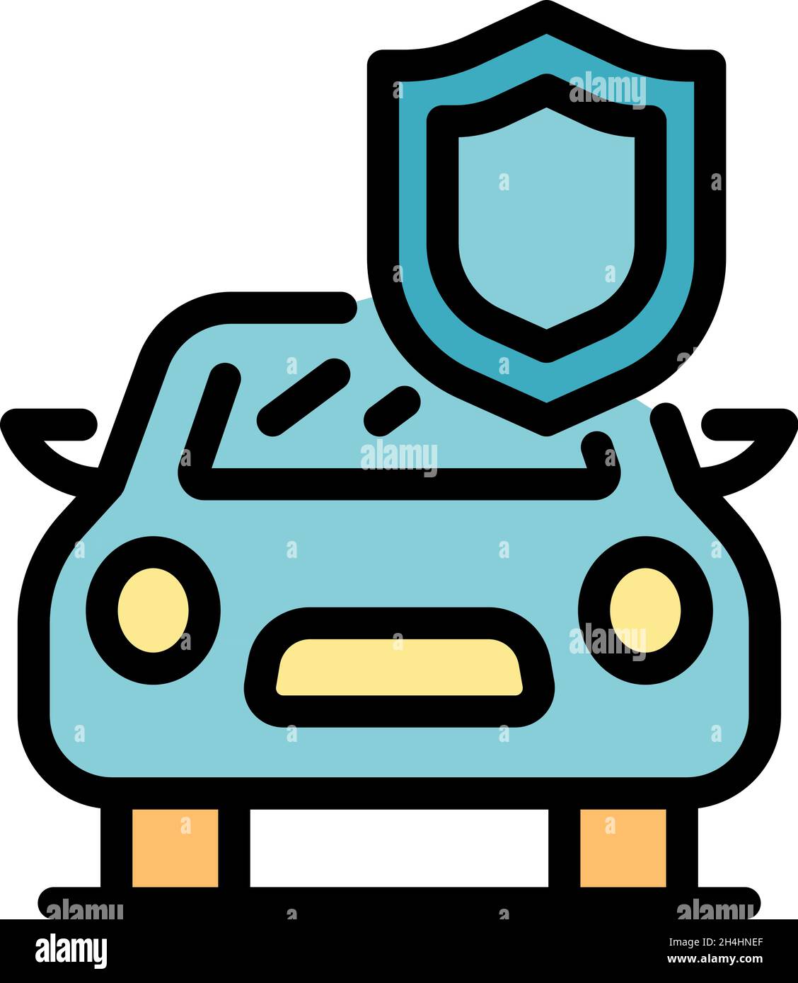 Security car icon. Outline security car vector icon color flat isolated ...