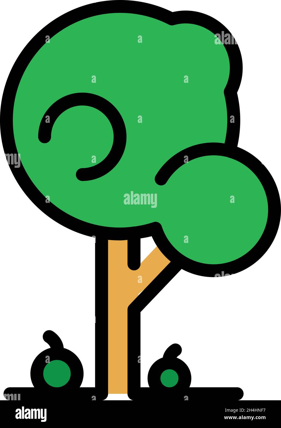 Farm tree icon. Outline farm tree vector icon color flat isolated Stock ...
