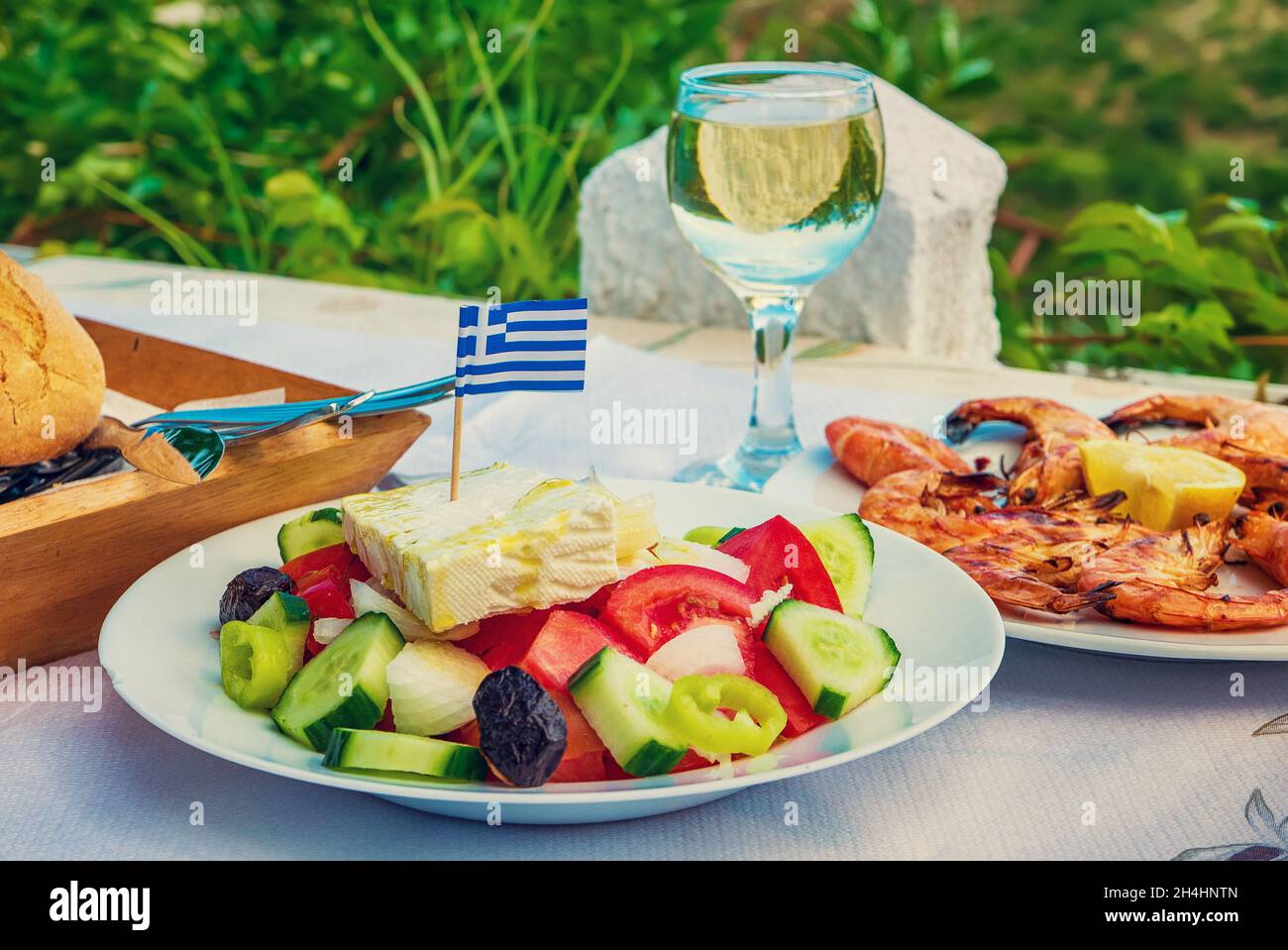 Greek food background Stock Photo - Alamy