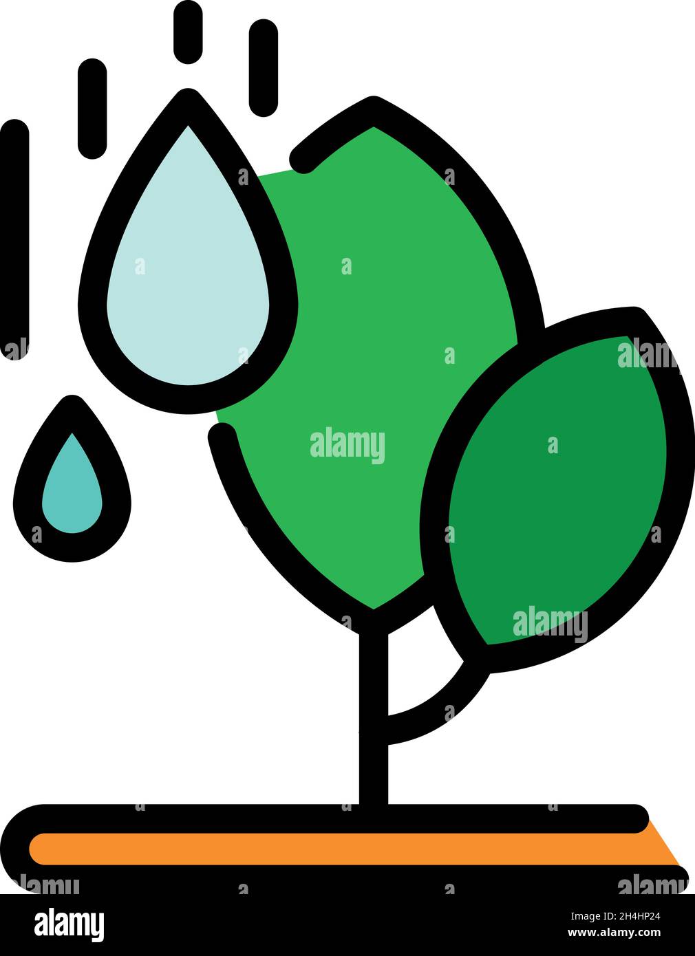 Drop plant icon. Outline drop plant vector icon color flat isolated ...