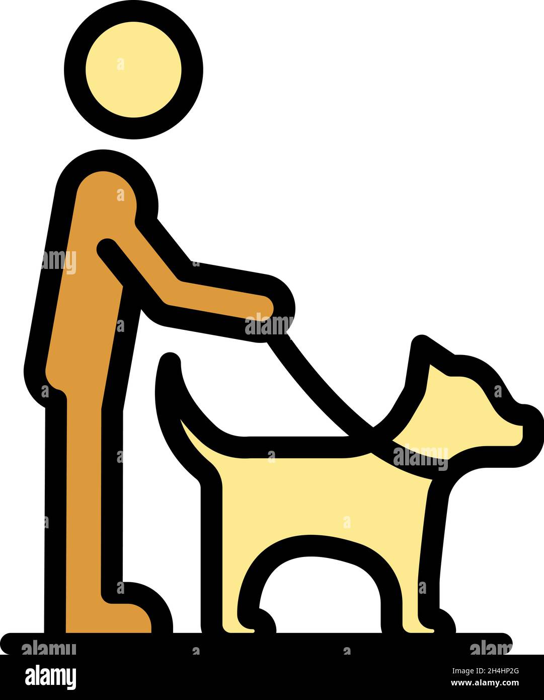 Blind man with dog icon. Outline blind man with dog vector icon color ...