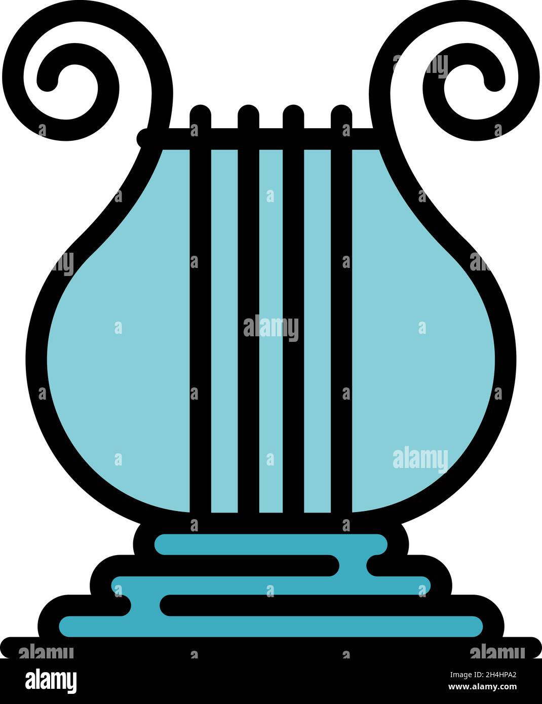 Greek harp icon. Outline greek harp vector icon color flat isolated ...