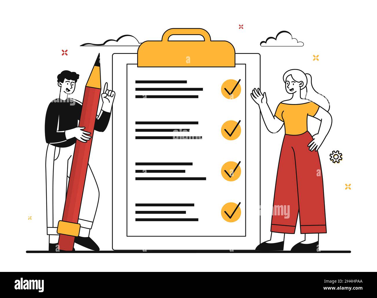 Man and girl checking list Stock Vector Image & Art - Alamy