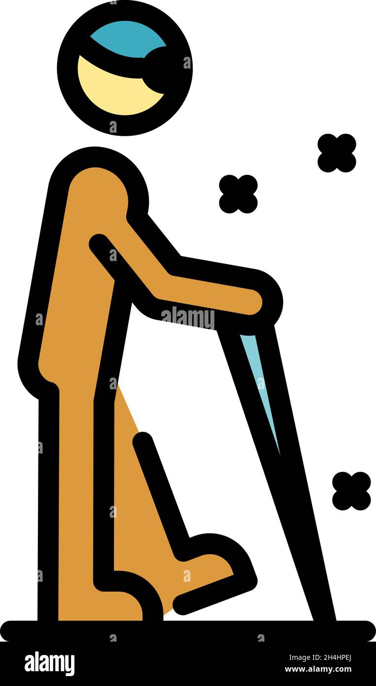 Blind old man icon. Outline blind old man vector icon color flat ...