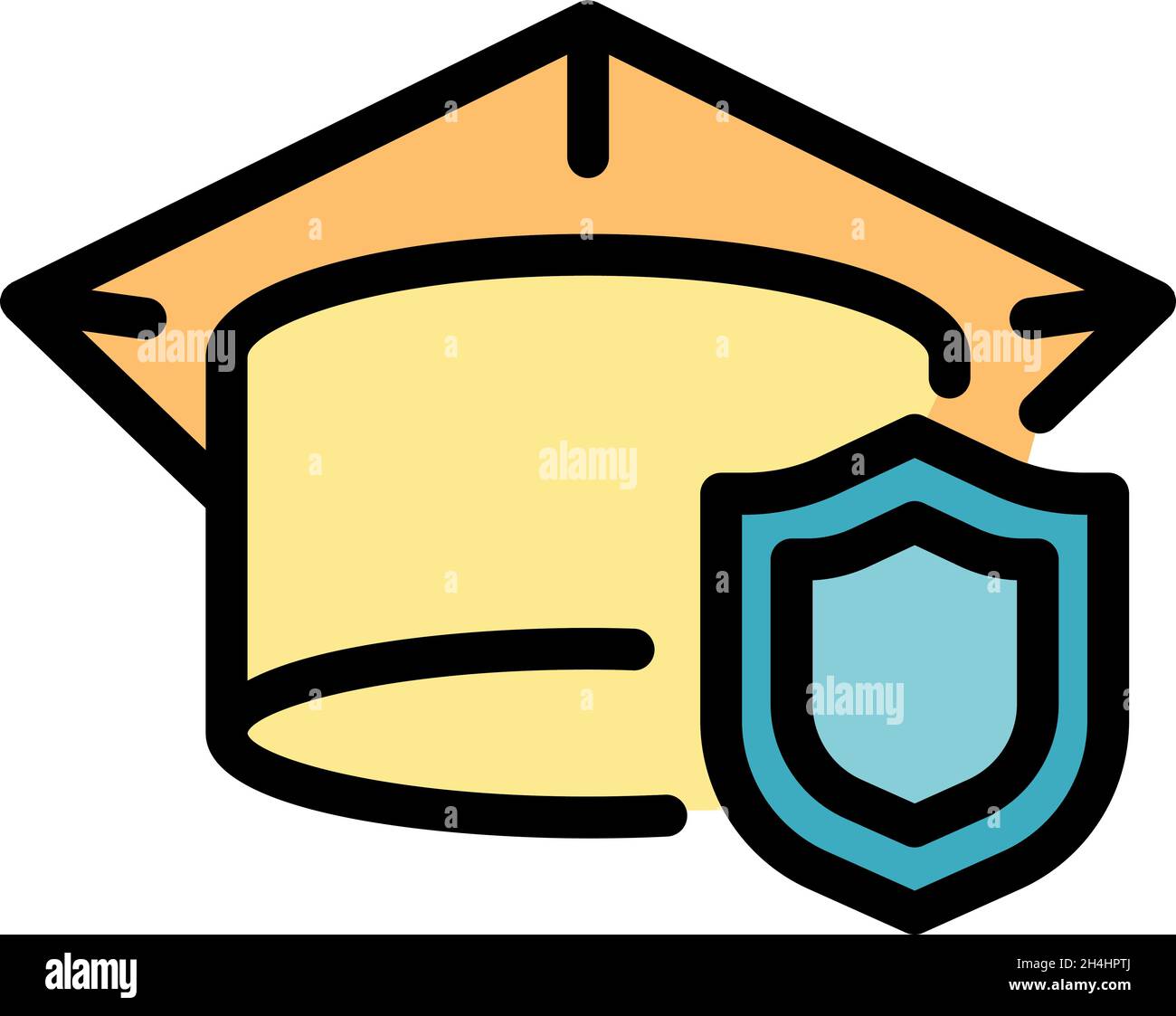 Secured study icon. Outline secured study vector icon color flat ...