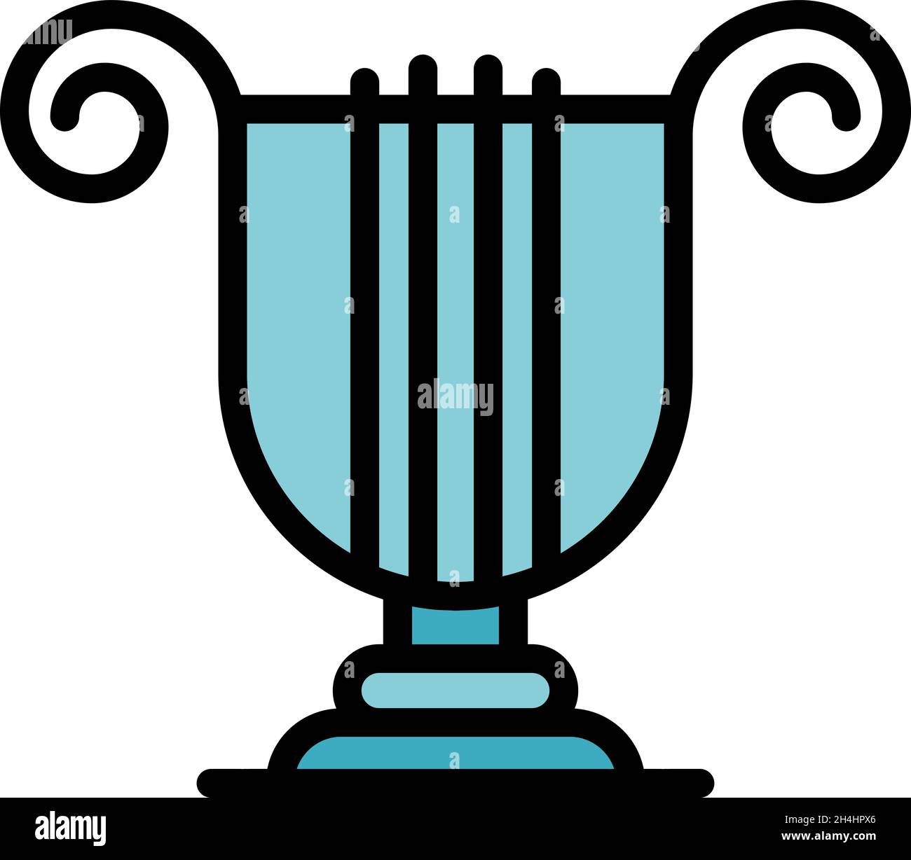 Greek ancient harp icon. Outline greek ancient harp vector icon color ...