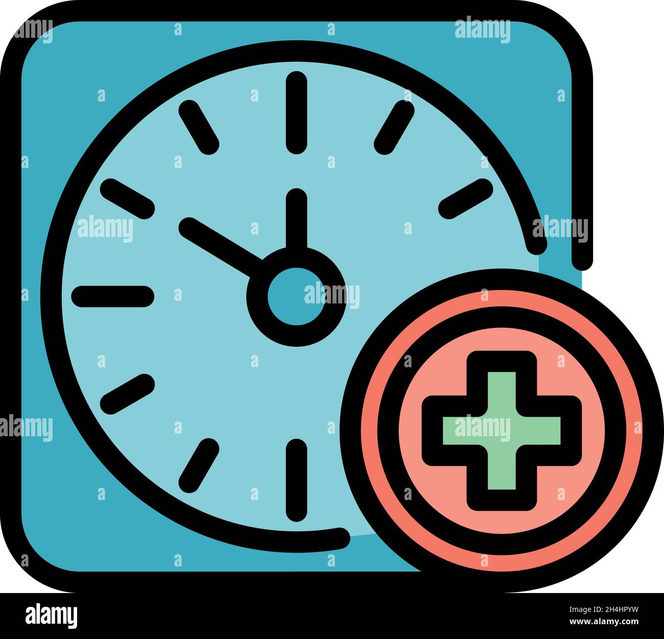 Health time icon. Outline health time vector icon color flat isolated ...