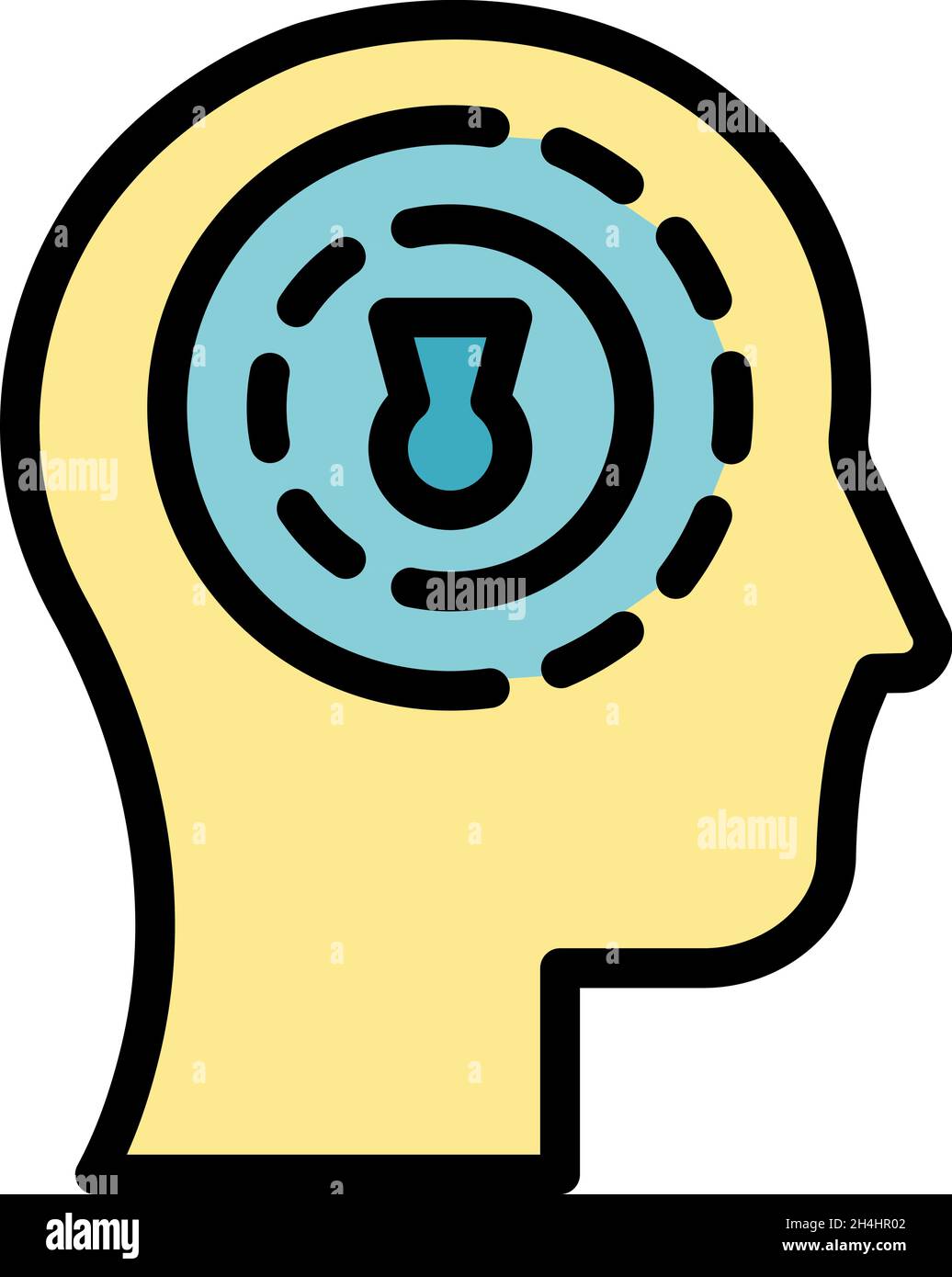 Human lock icon. Outline human lock vector icon color flat isolated ...