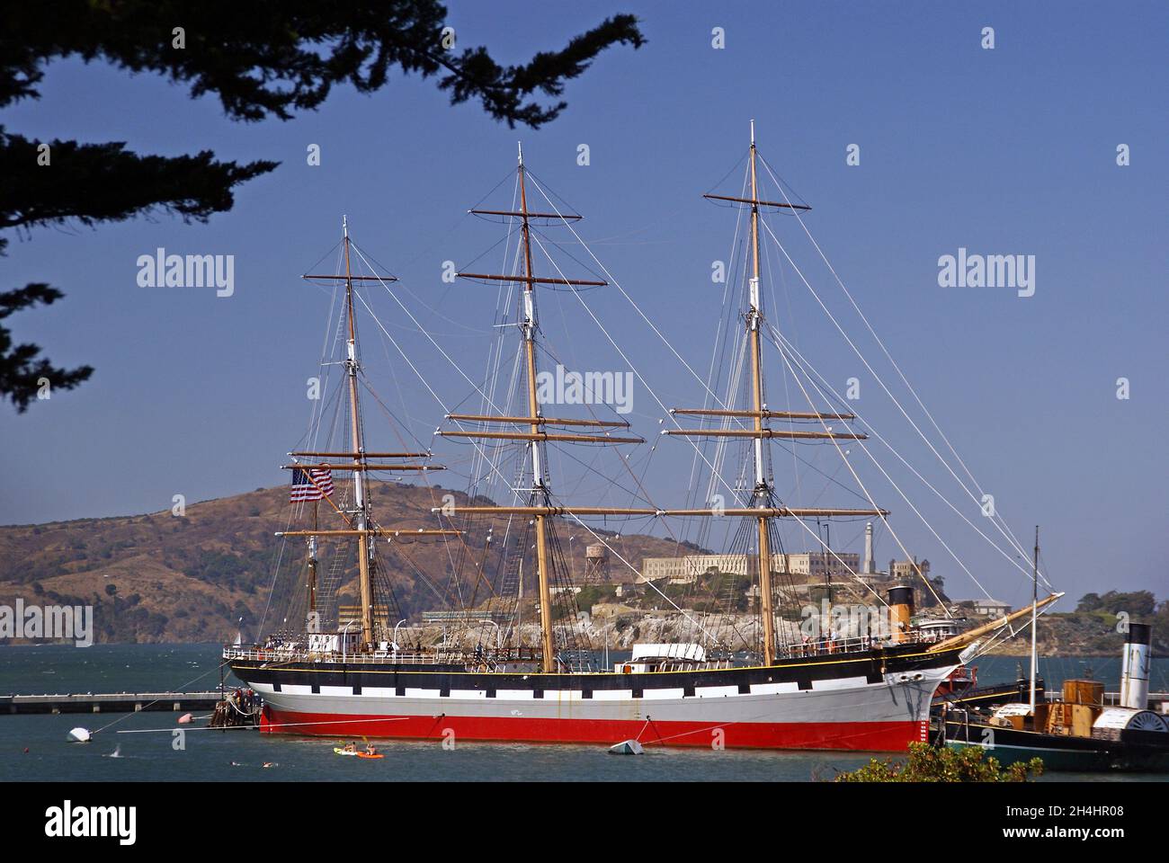 The square-rigged sailing ship Balclutha on San Francisco's Hyde Street ...