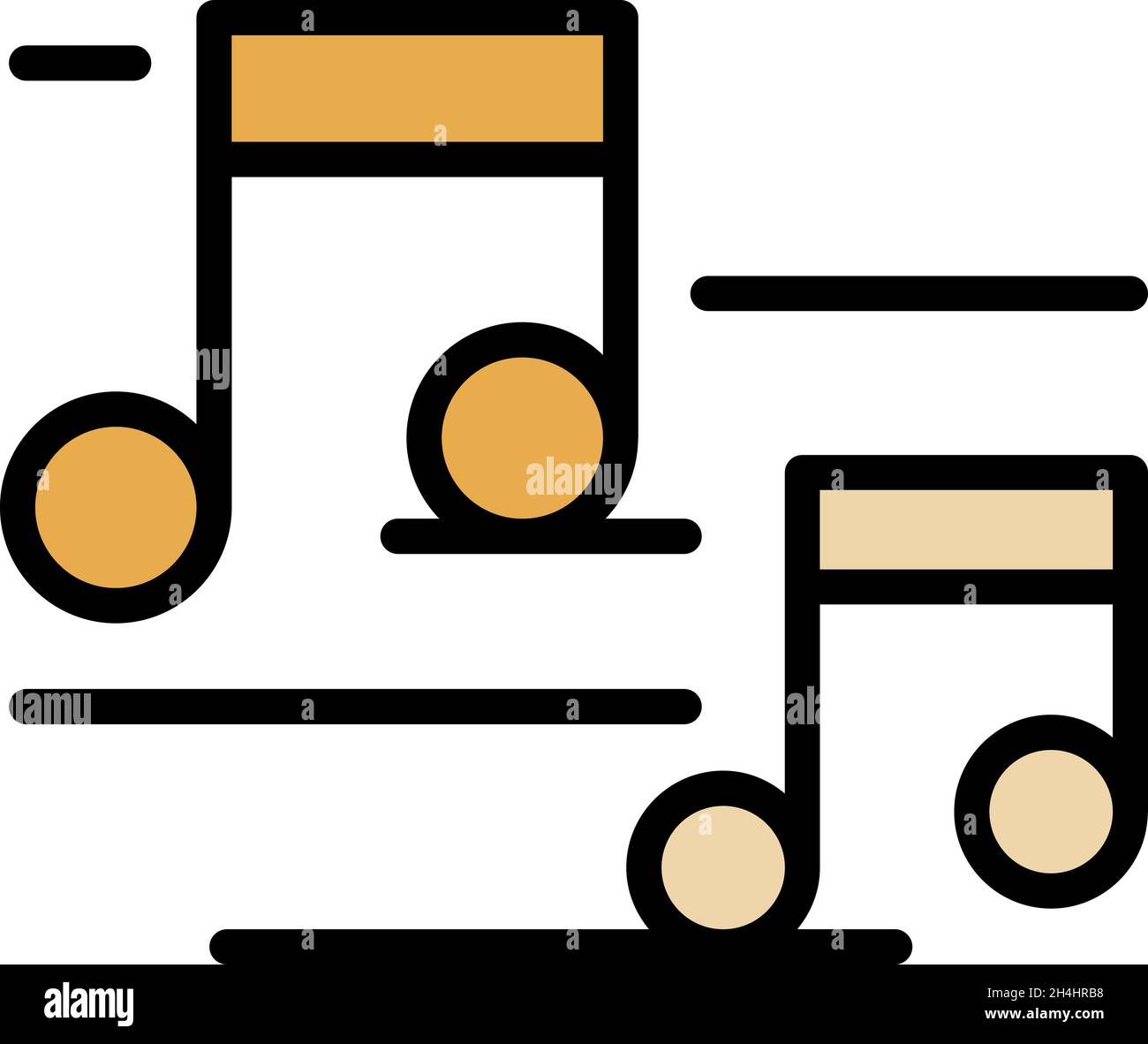 Music notes icon. Outline music notes vector icon color flat isolated ...