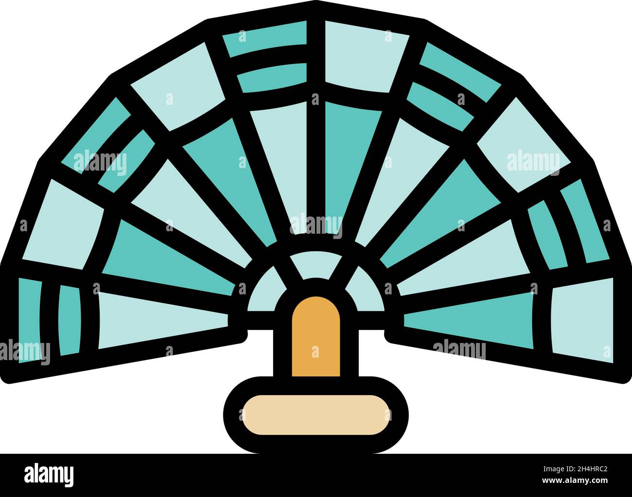 Fan folding icon. Outline fan folding vector icon color flat isolated ...