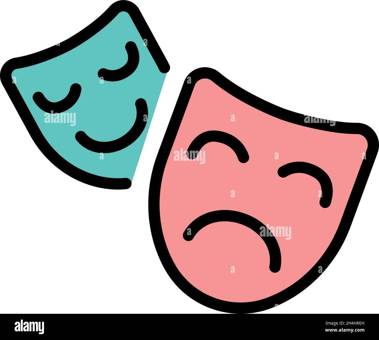 Theatre mask icon. Outline theatre mask vector icon color flat isolated ...