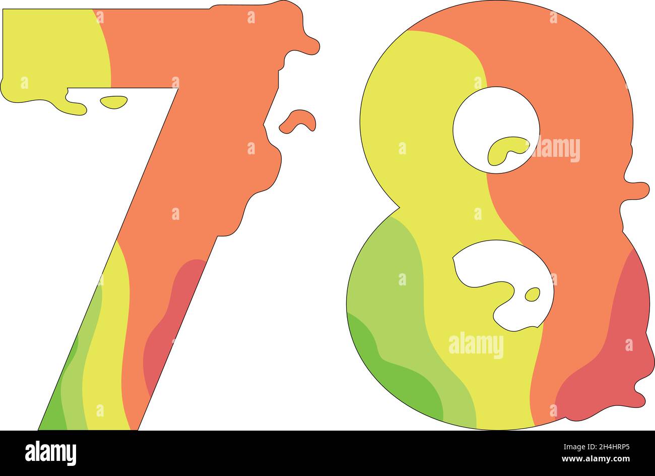 Illustration of colored numbers 7 and 8 on a white background. Vector ...