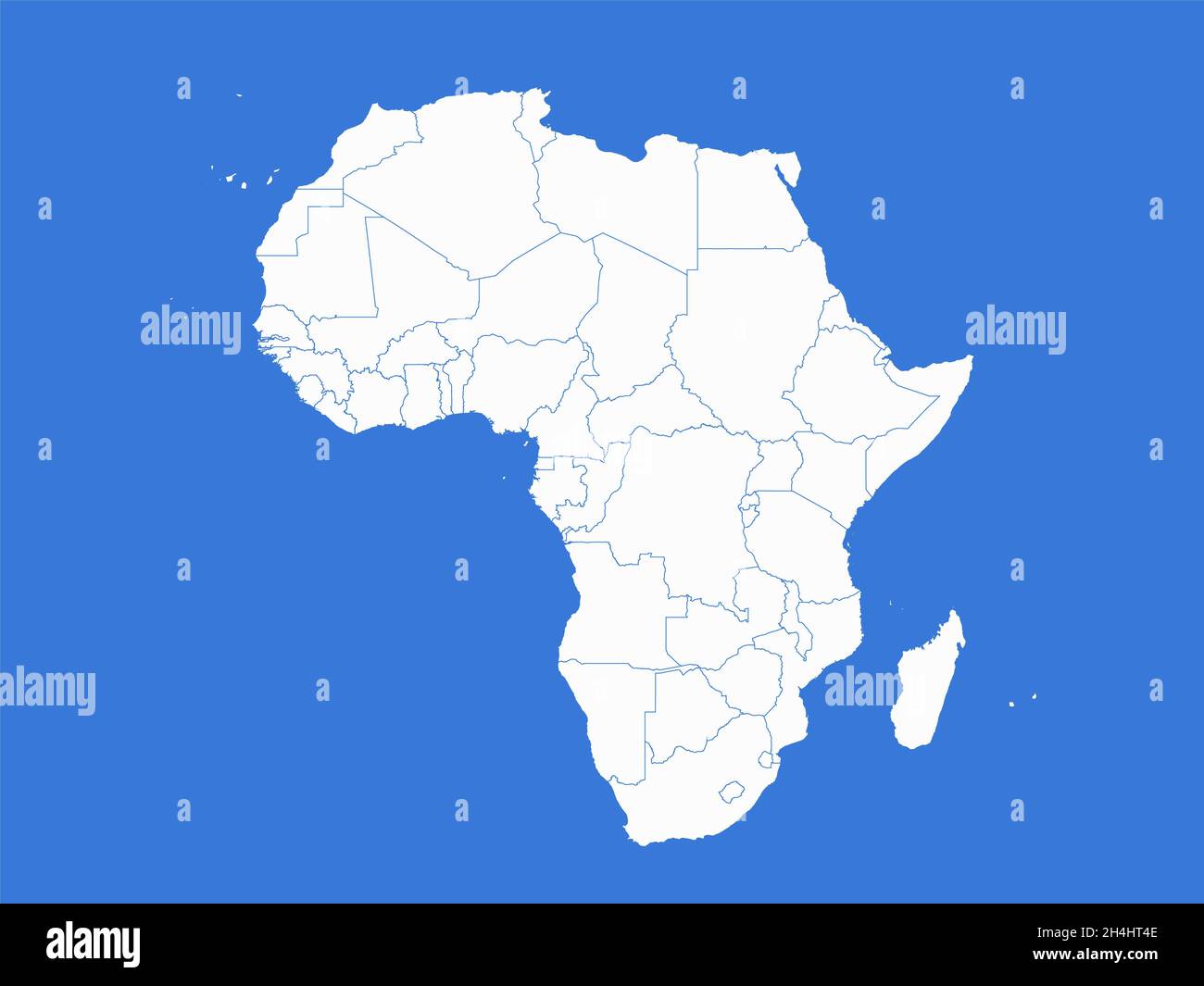 Africa map, administrative divisions whit states, blue background ...