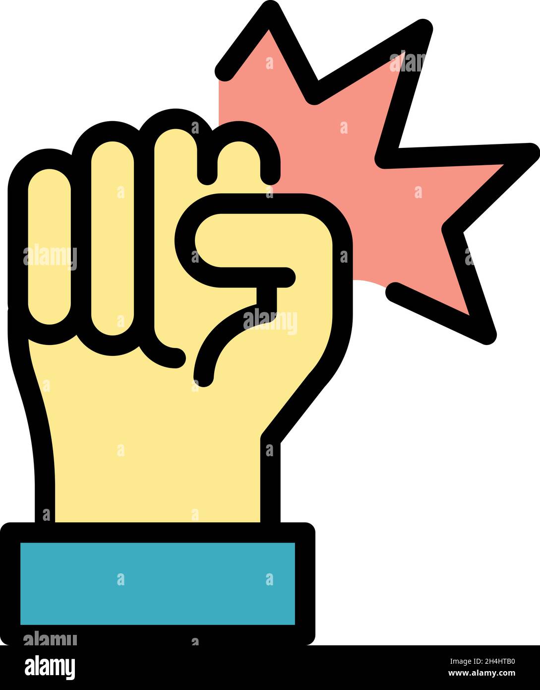 Fist punch icon. Outline fist punch vector icon color flat isolated ...