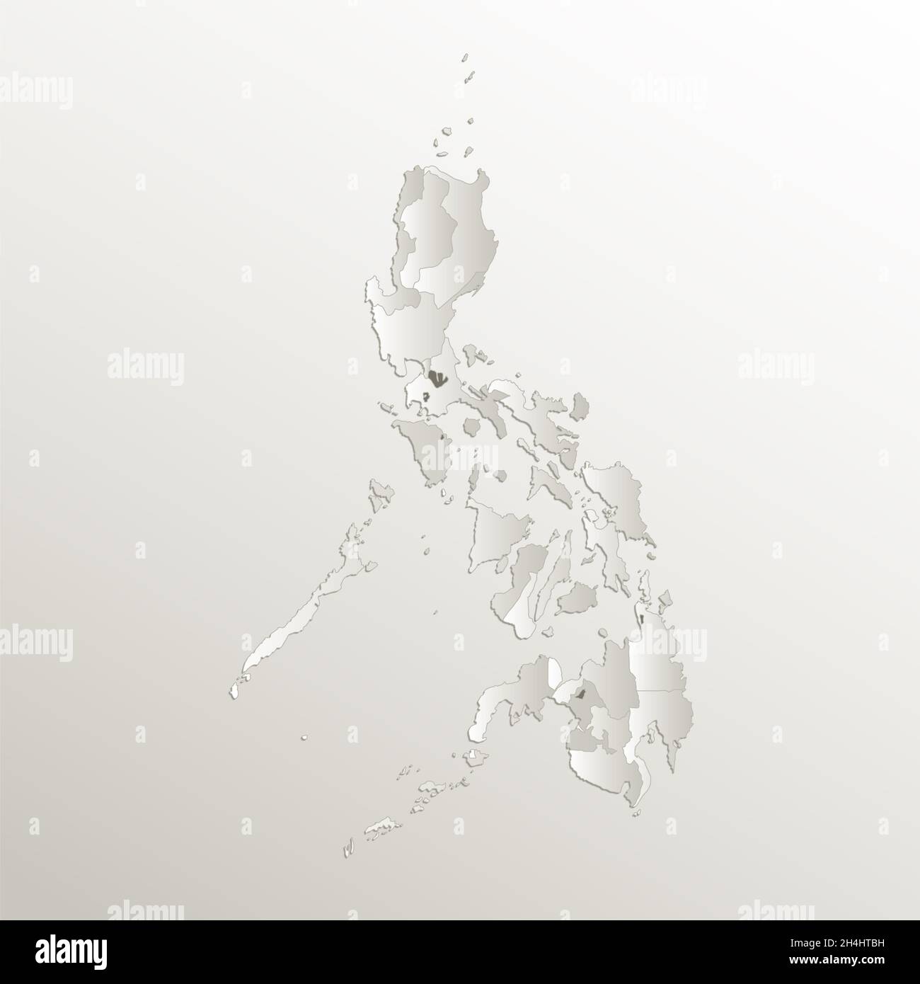 Philippines map, administrative division, separates regions, card paper ...