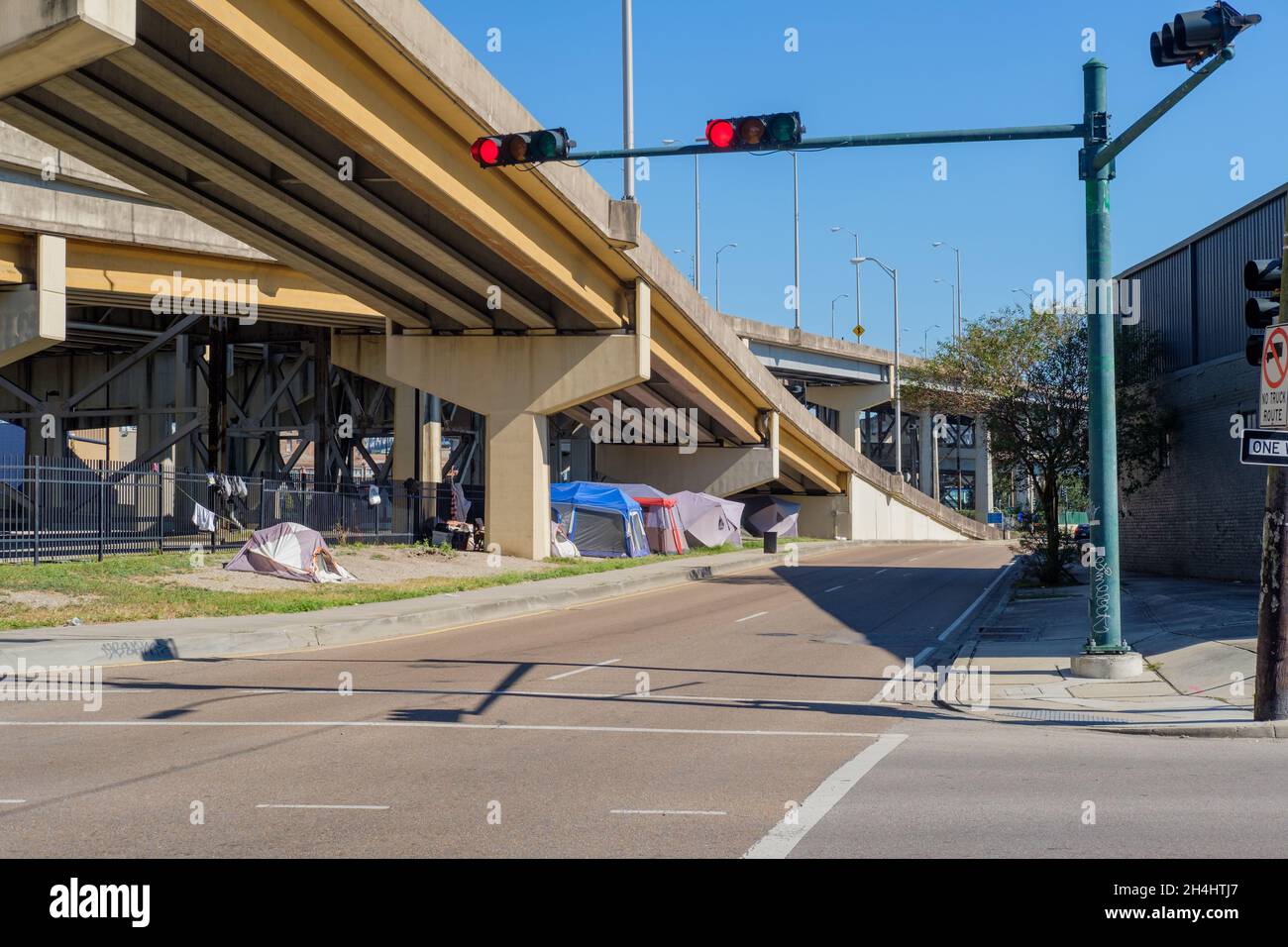 New Orleans, LA, USA - October 31, 2021: Homeless tents at ...
